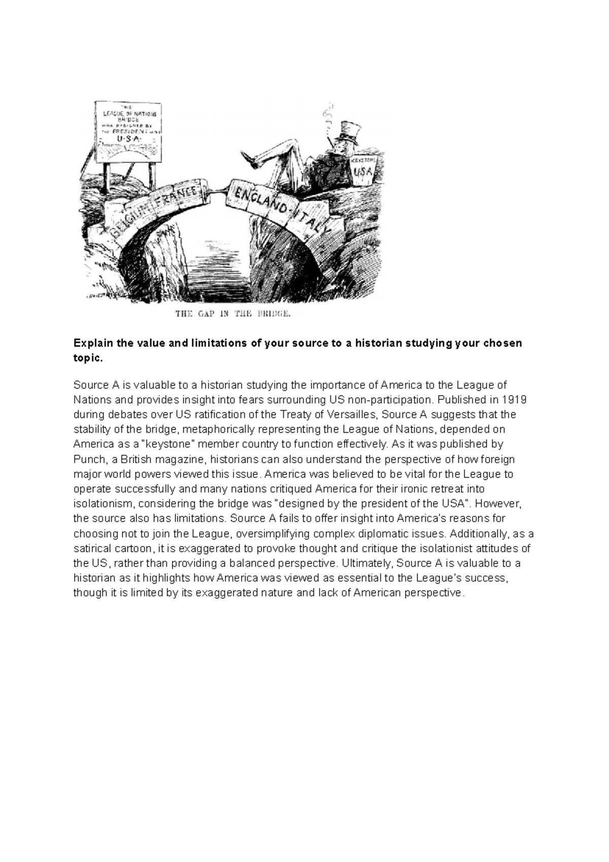 Source Analysis: Value & Limitations of Source A on League of Nations ...