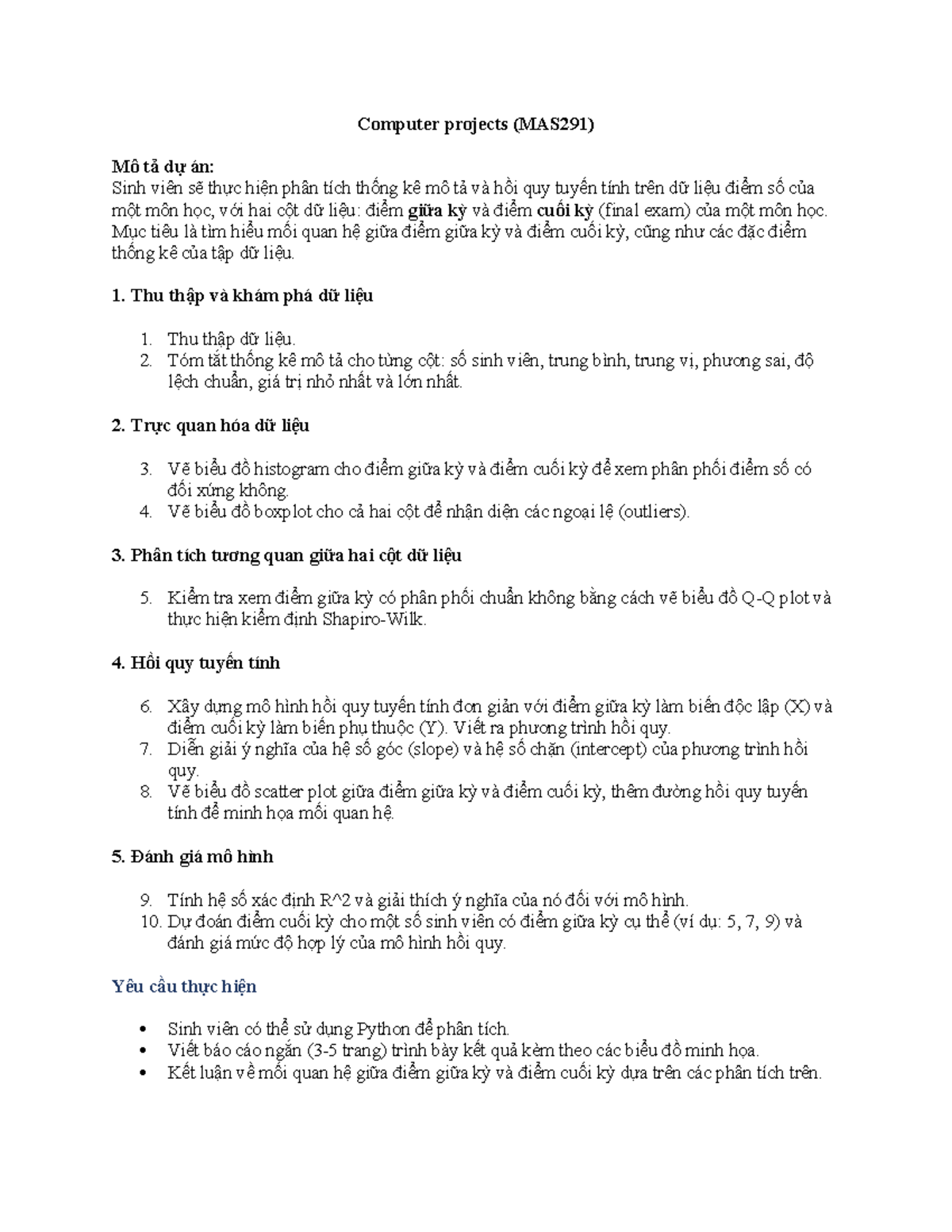 Computer projects - Danh cho nhung ai can - Computer projects (MAS291 ...