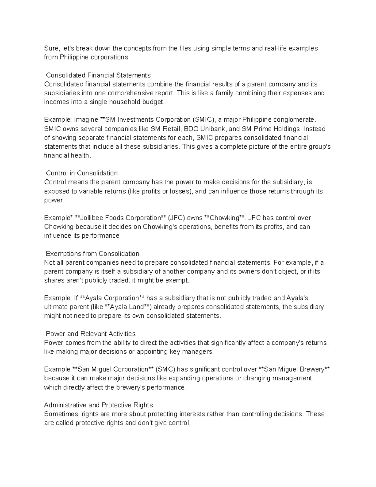 Consolidated Financial Statements: Key Concepts & Examples (ABC) - Studocu