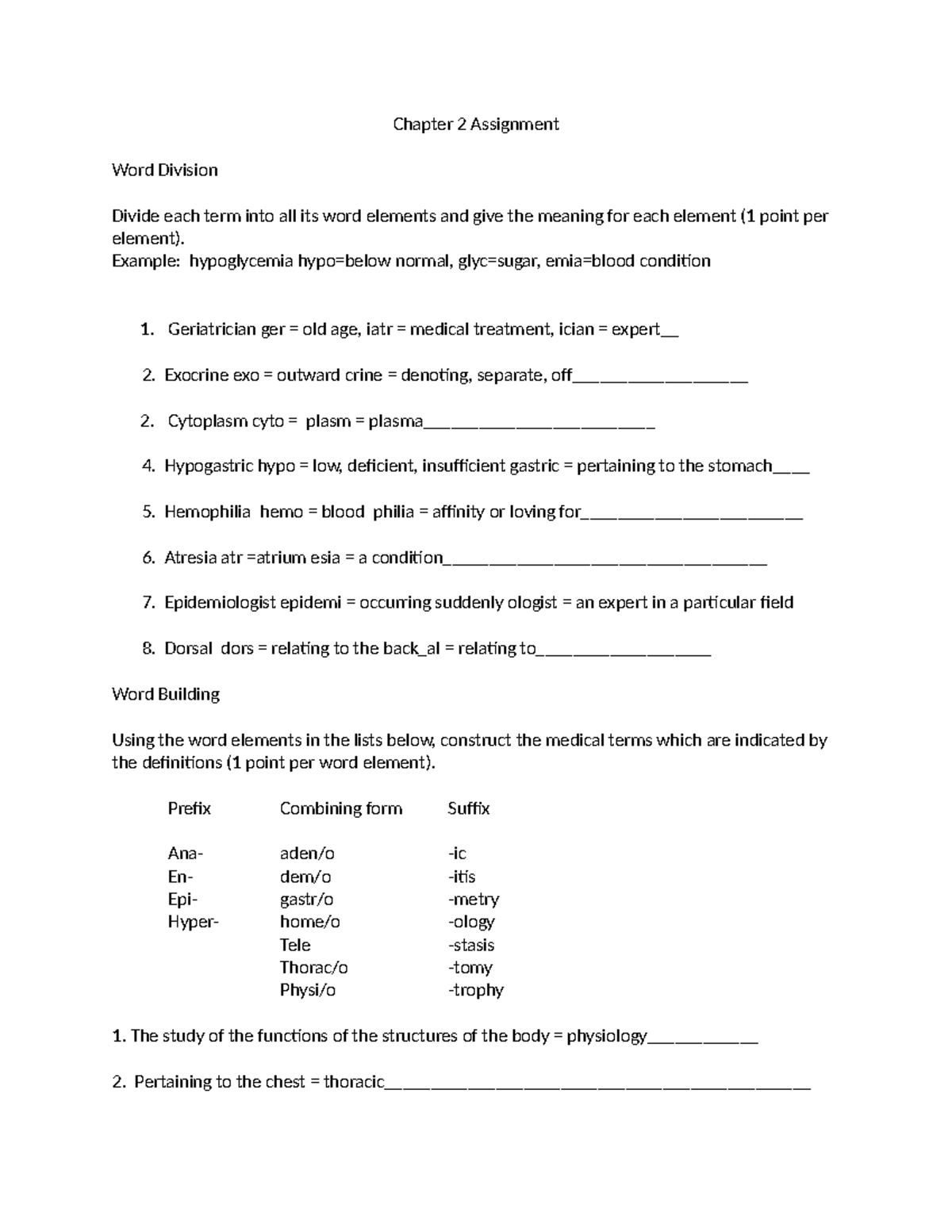 Chapter 2 Assign updated 231s - Chapter 2 Assignment Word Division ...