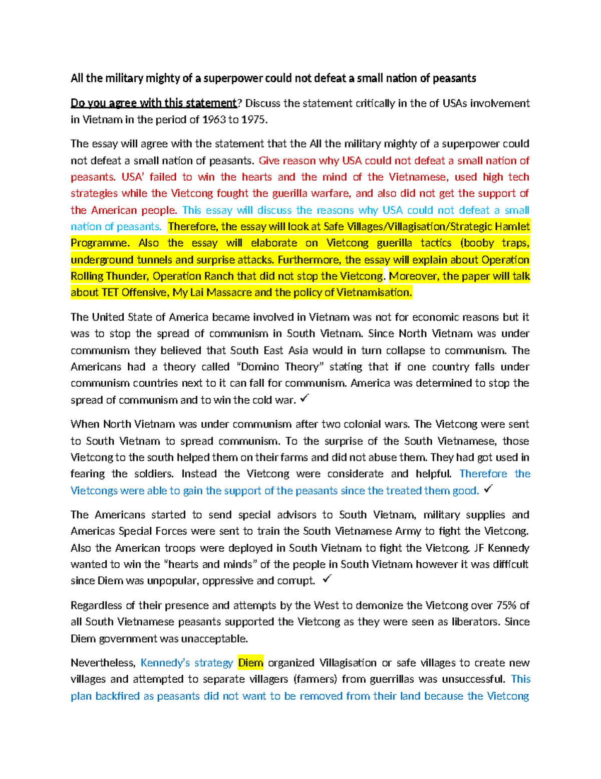 Vietnam War Essay (HIST 101): Analyzing U.S. Failure Against Vietcong ...