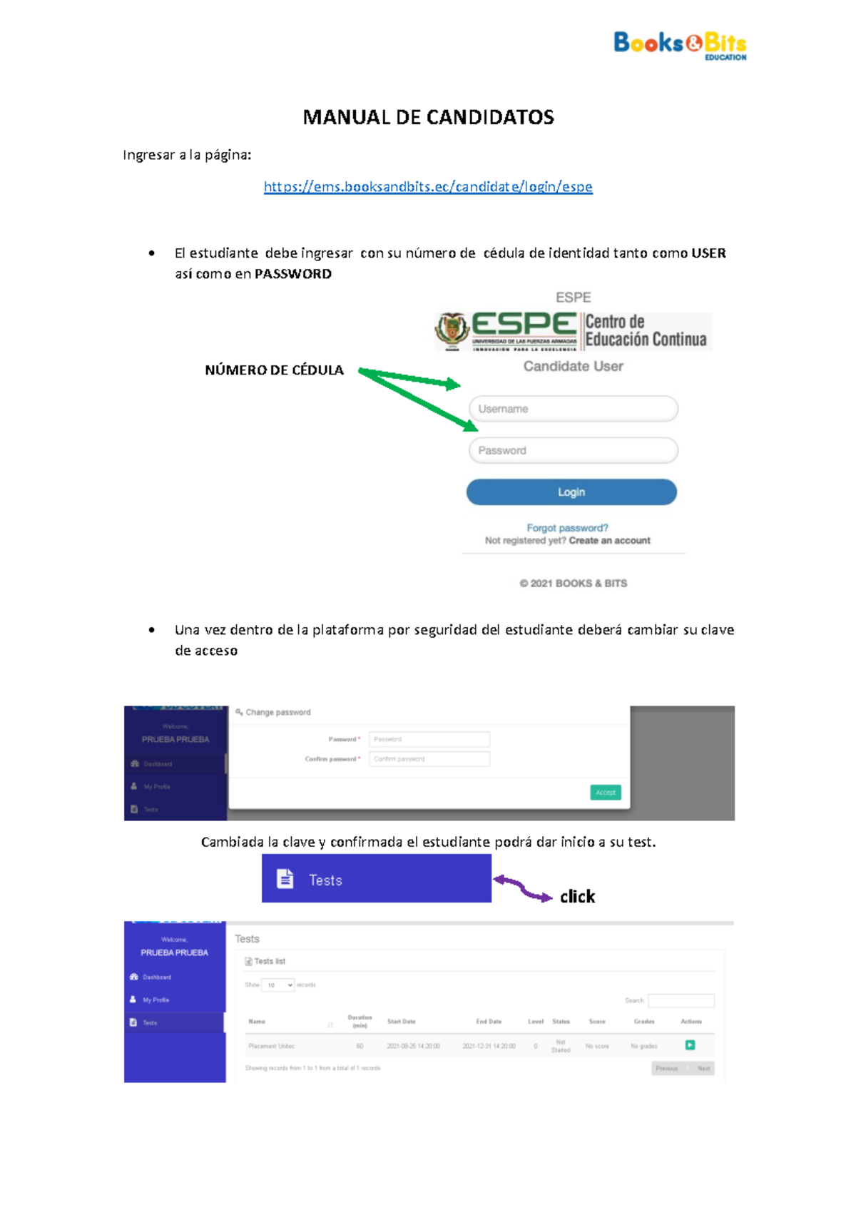 Manual de Evaluaciones para Estudiantes - ESPE Books & Bits - Studocu