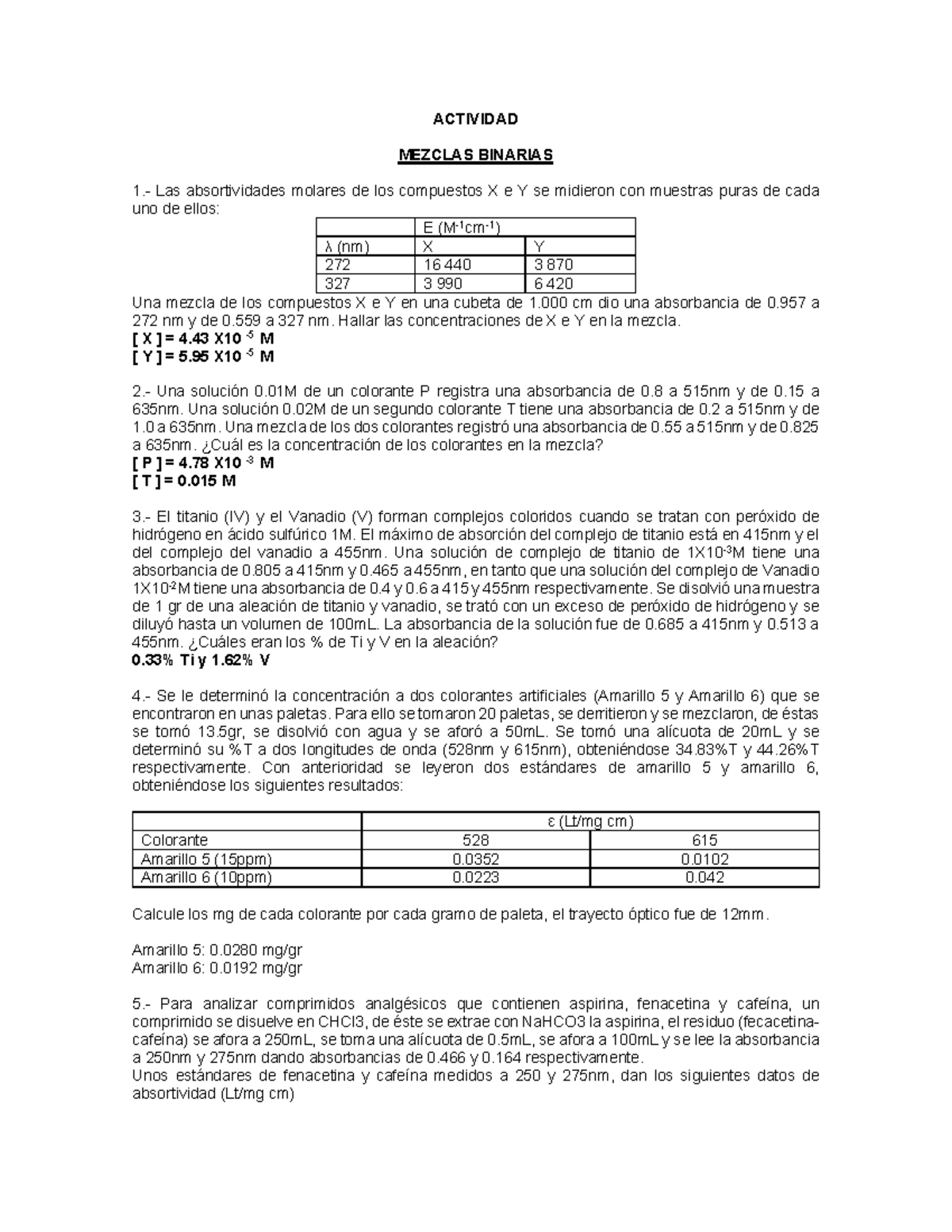 Mezclas Binarias y Concentraciones: Actividad Específica en Química ...