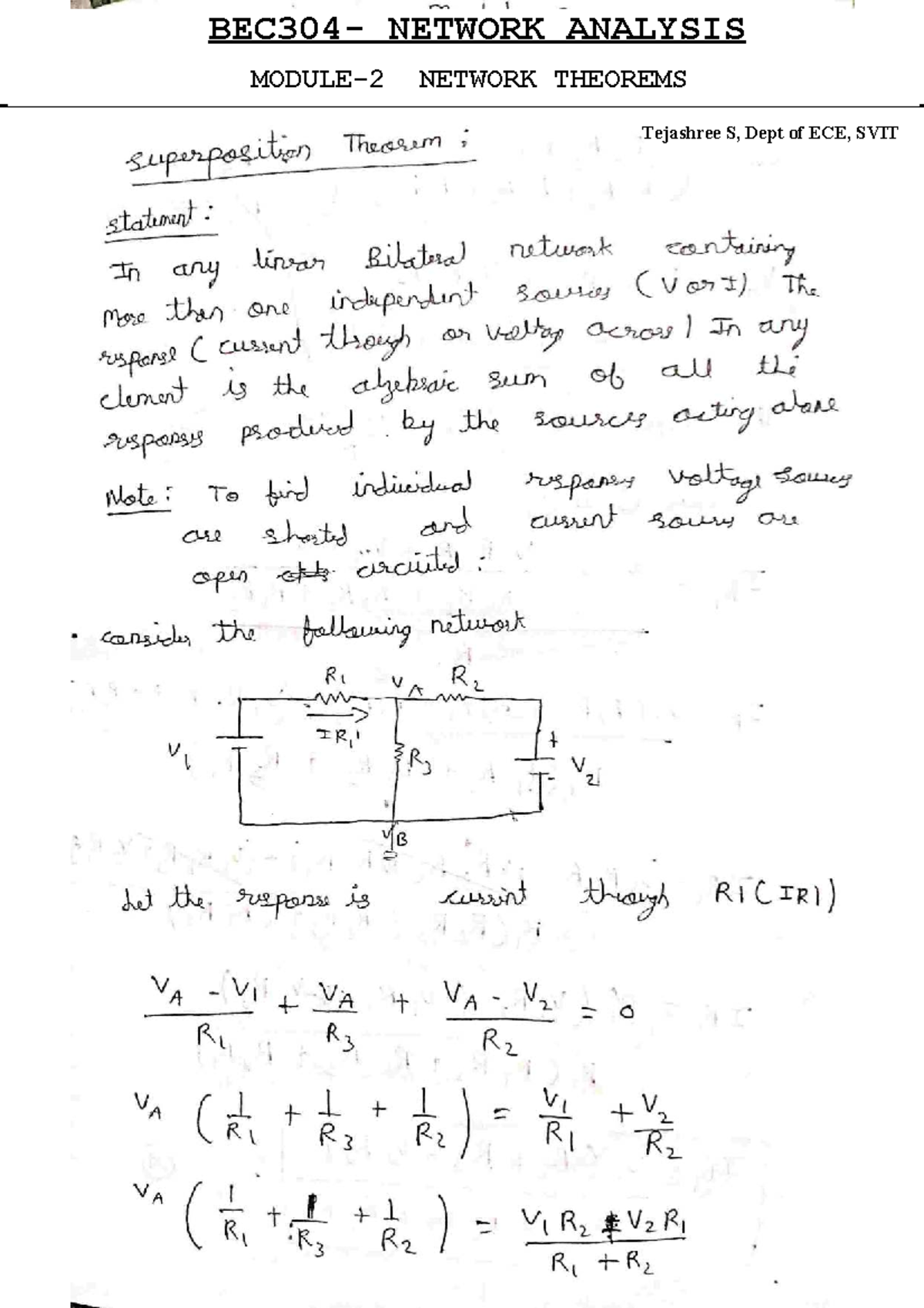 BEC304 Network Analysis Module-2 Notes - Studocu