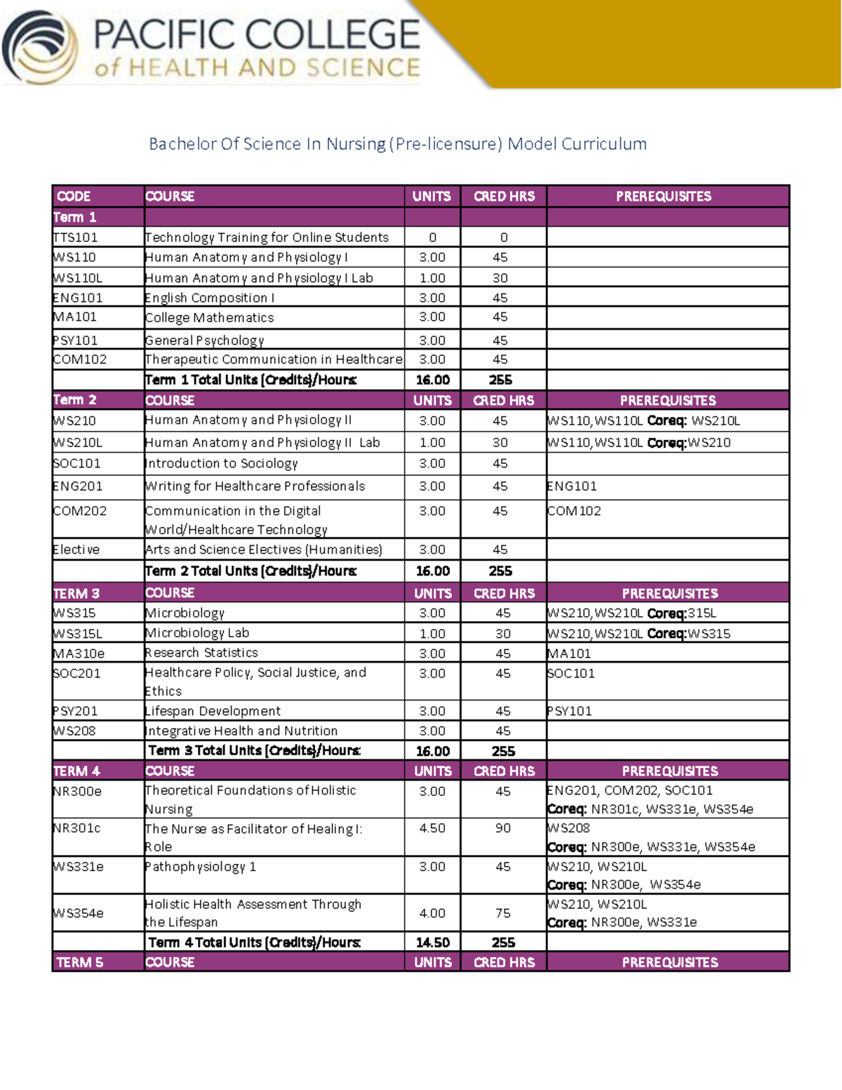 Bachelor of Science in Nursing (Pre-licensure) Model Curriculum - Studocu