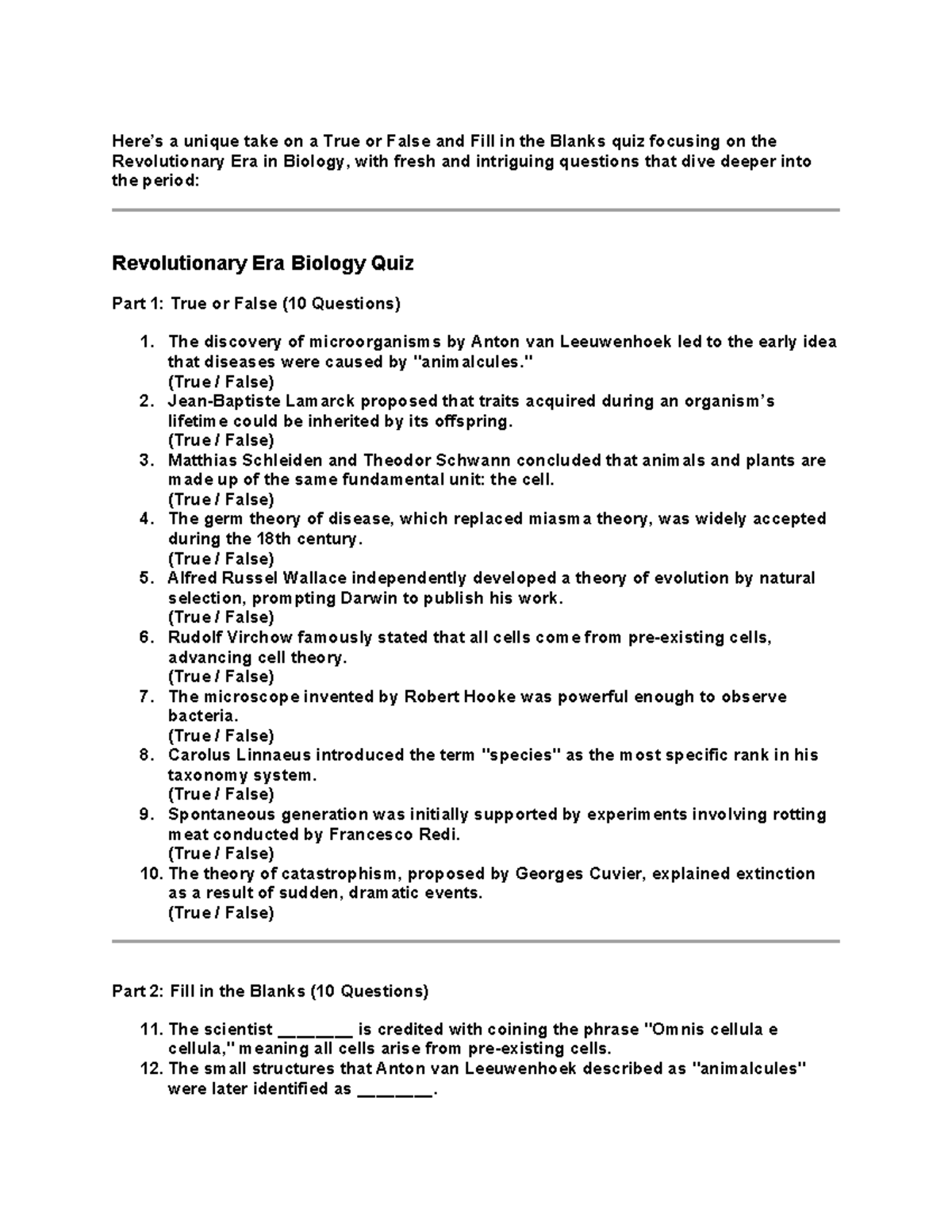 BIO 8 - Check your Knowledge - Here’s a unique take on a True or False ...