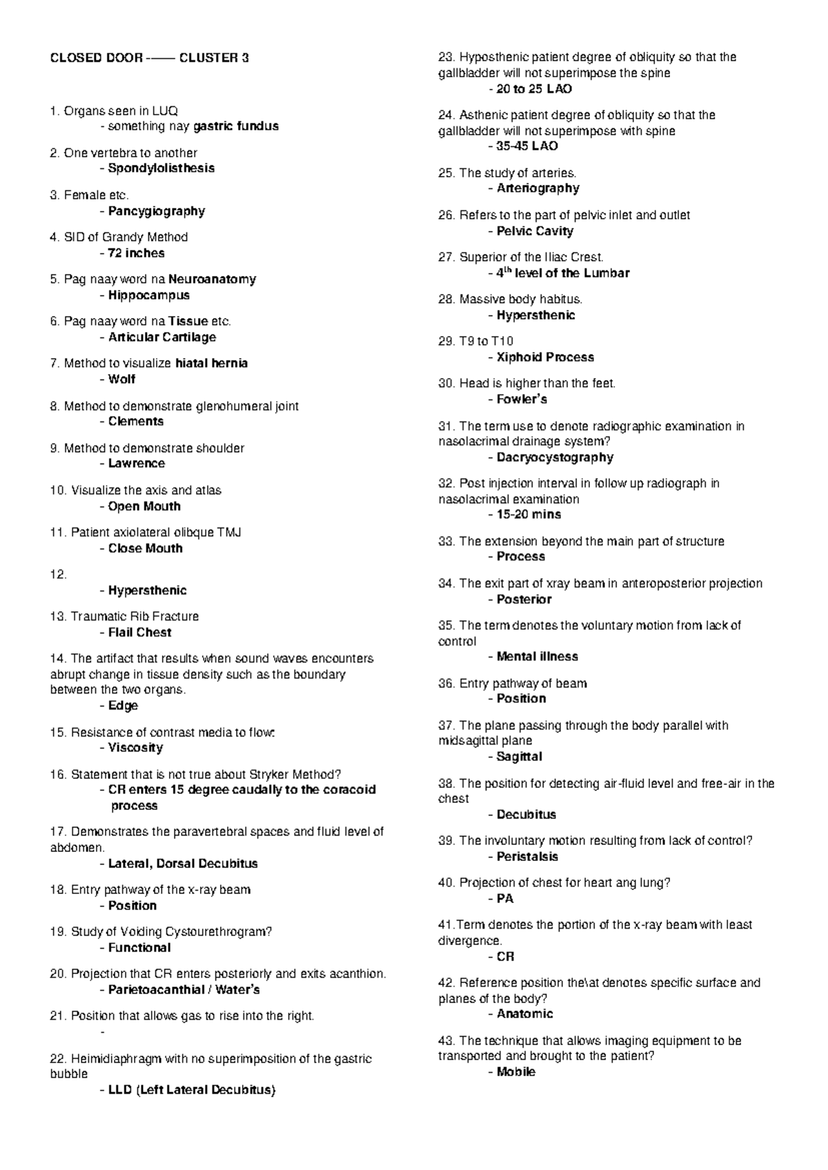 Radiographic Techniques and Patient Positioning Notes - Studocu