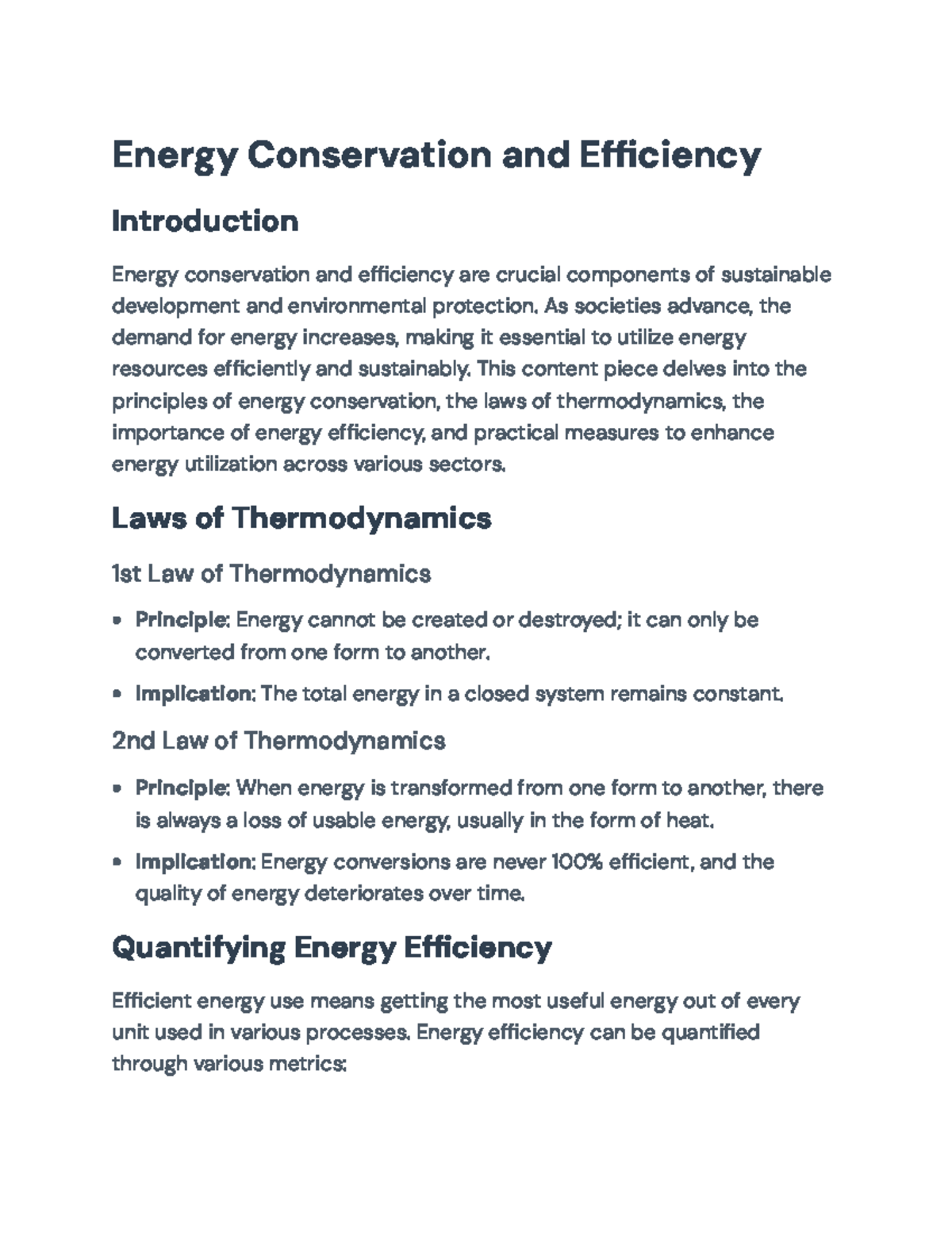 Energy Conservation and Efficiency: Principles and Practical Measures ...