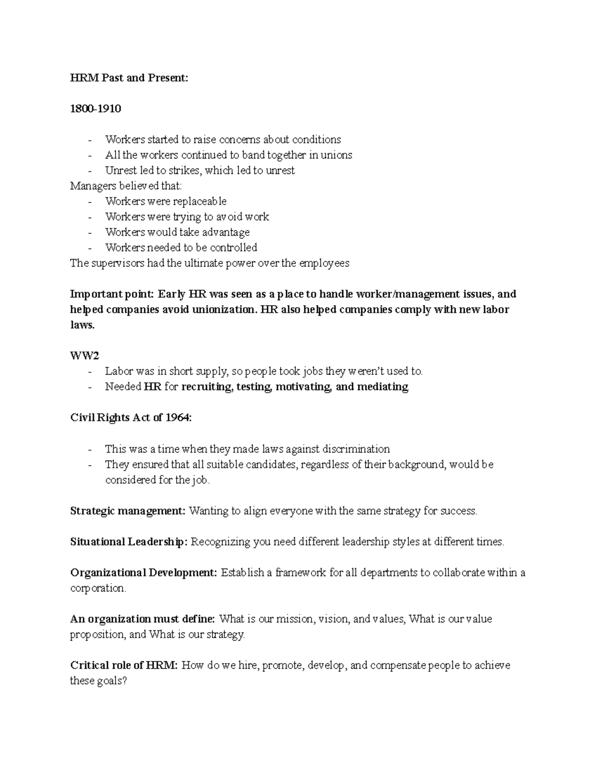 HRM 101: Overview of Human Capital Management & Employment Law - Studocu