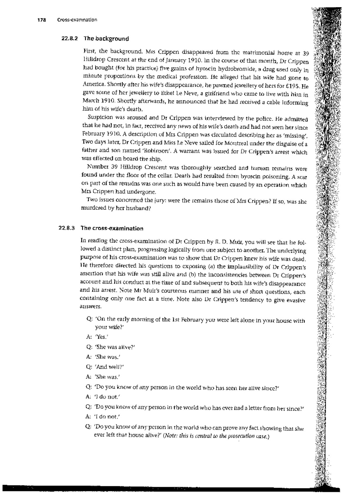 178 22.8.2 Dr. Crippen Case: Cross-Examination Insights - Studocu