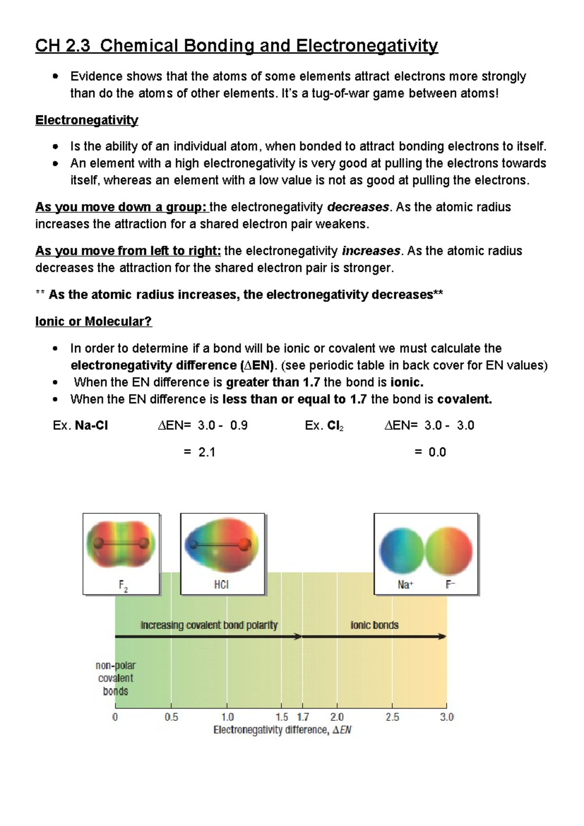 CH 2.3 Chemical Bonding and Electronegativity Explained - Studocu