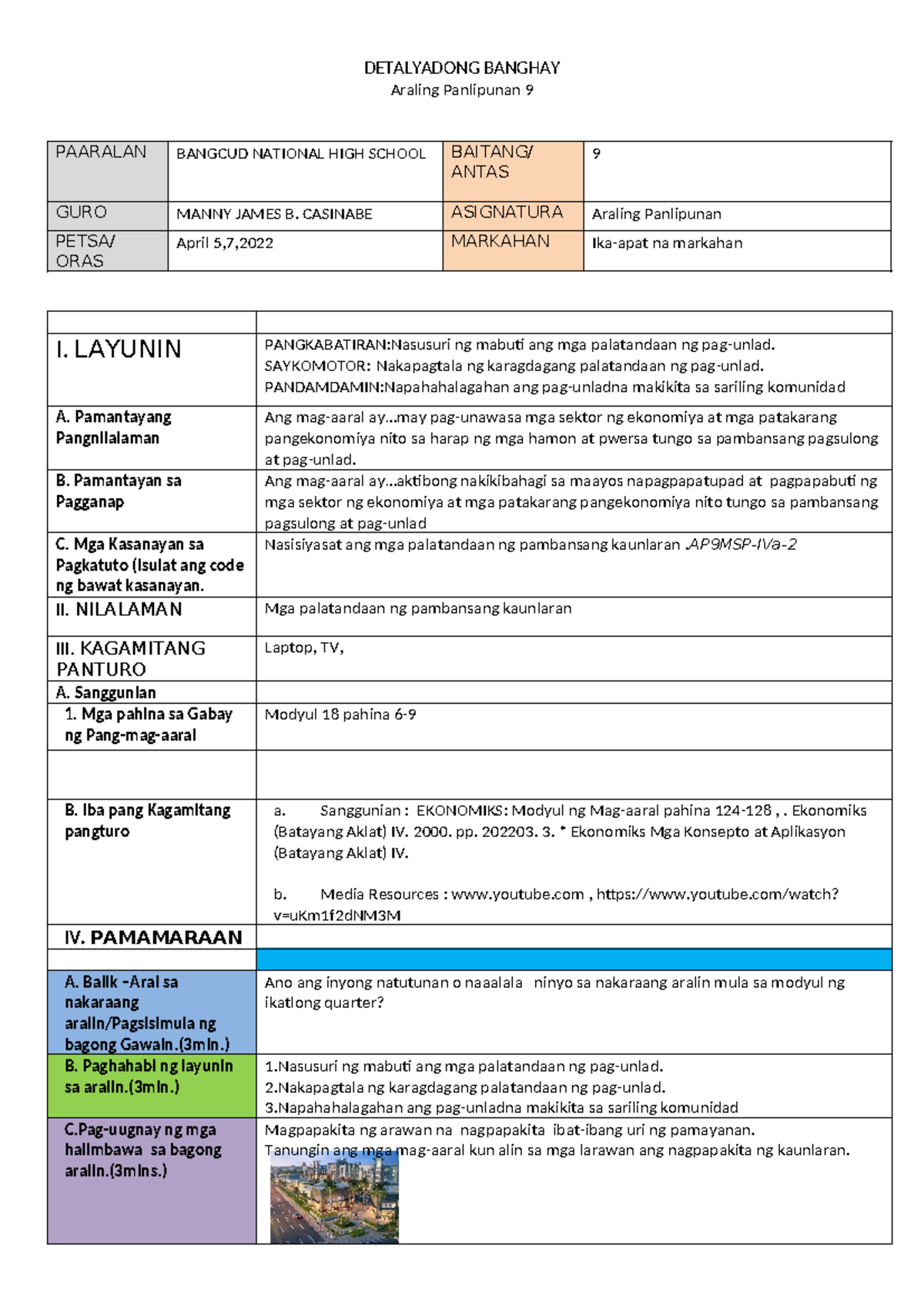 AP 9 Lesson Plan on National Development Indicators and Assessment ...
