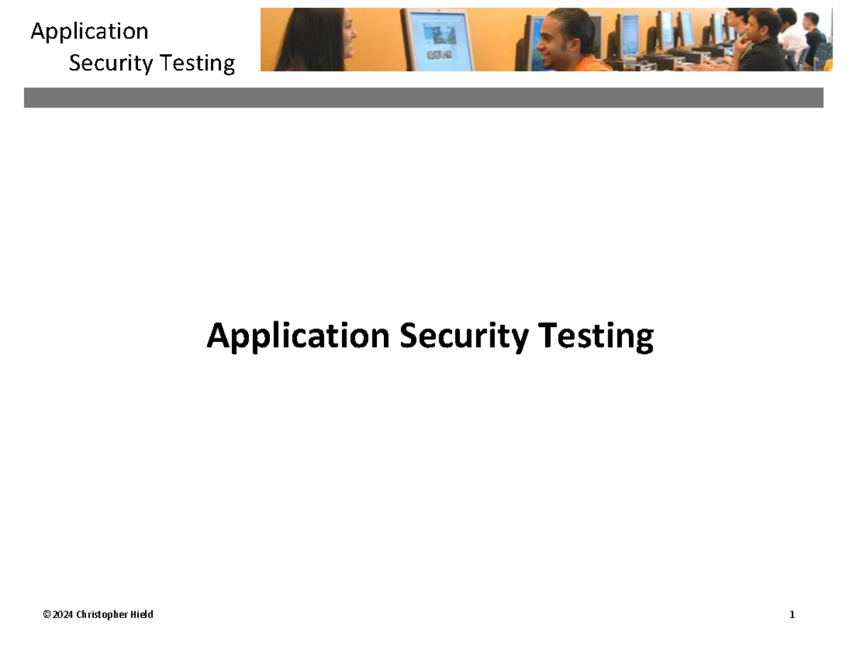 Application Security Testing Overview and Best Practices - Security ...