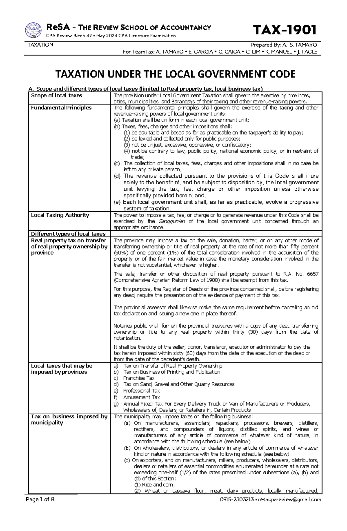 TAX-1901: Comprehensive Overview of Local Government Taxation - Studocu