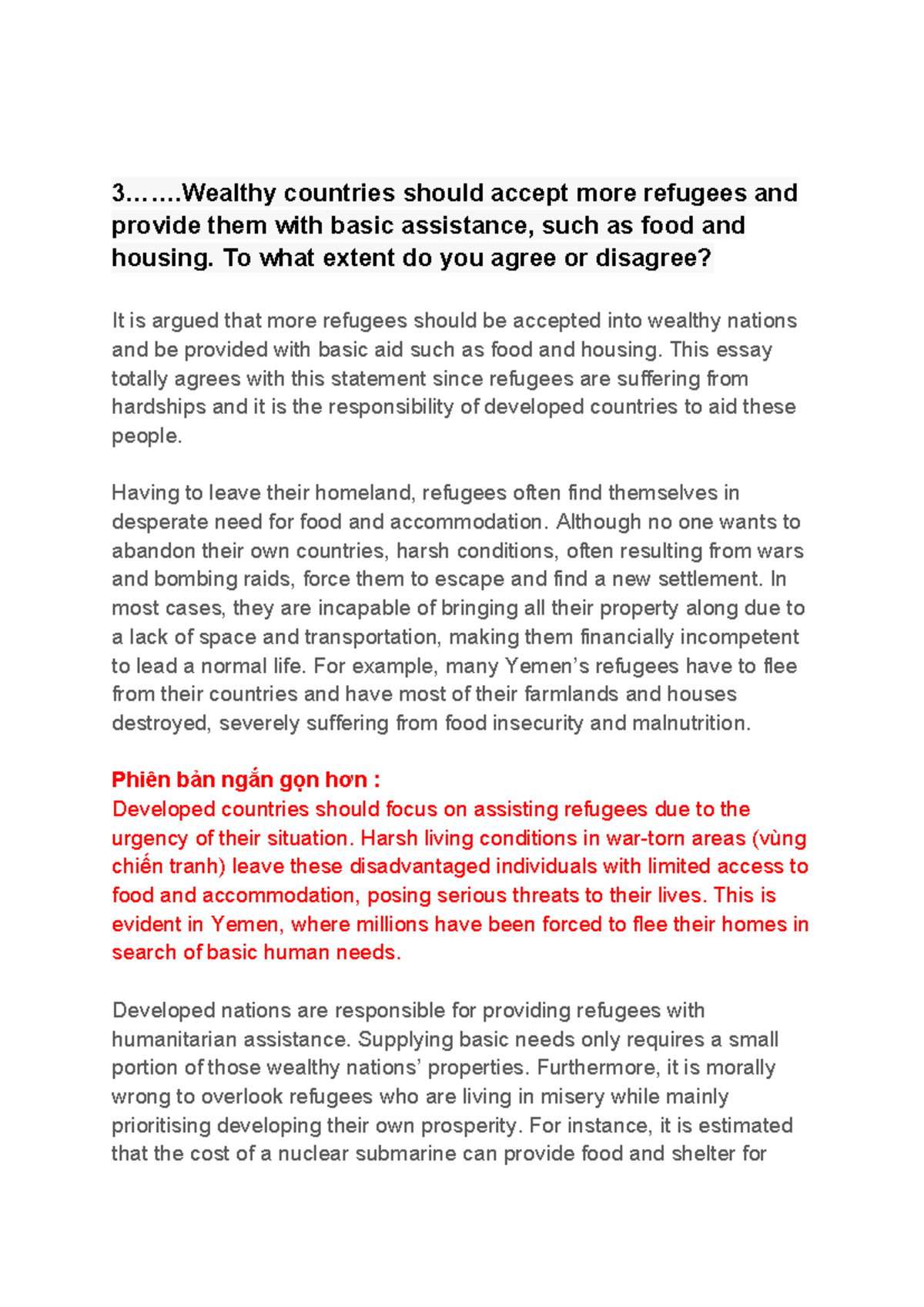 Refugee Assistance: The Responsibility of Wealthy Nations - Essay ...