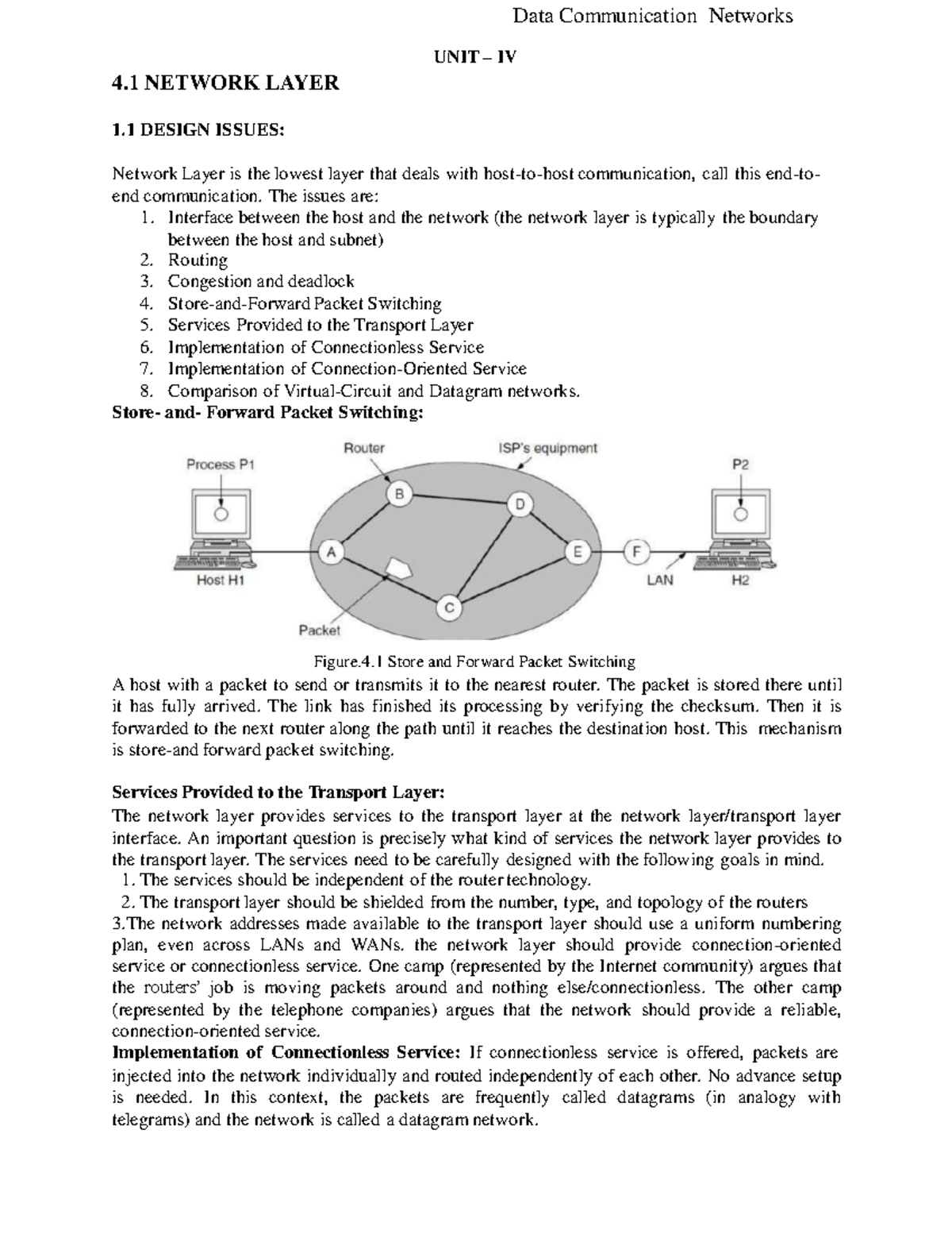 Data Communication Networks (BEC062) Unit IV: Network Layer Design ...
