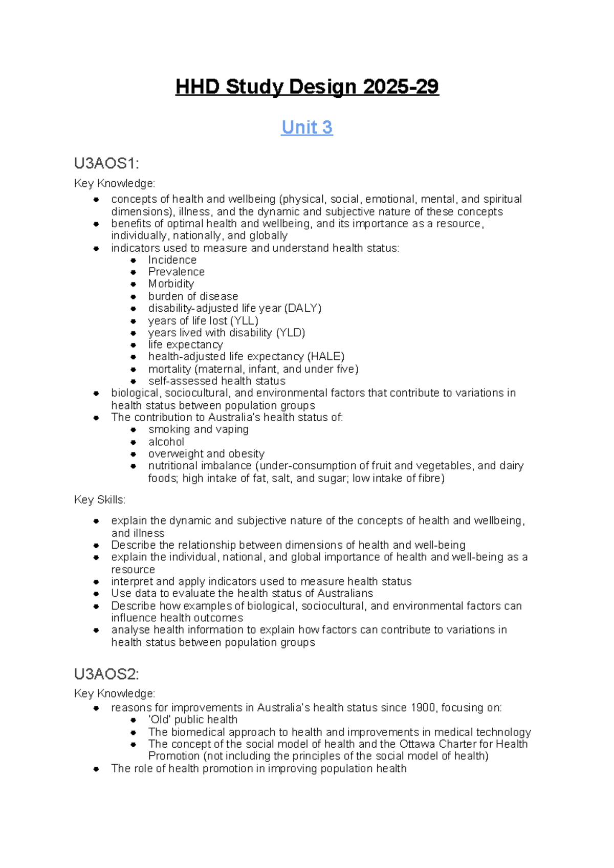 Health and Human Development Study Design 2025-29: Key Concepts and ...