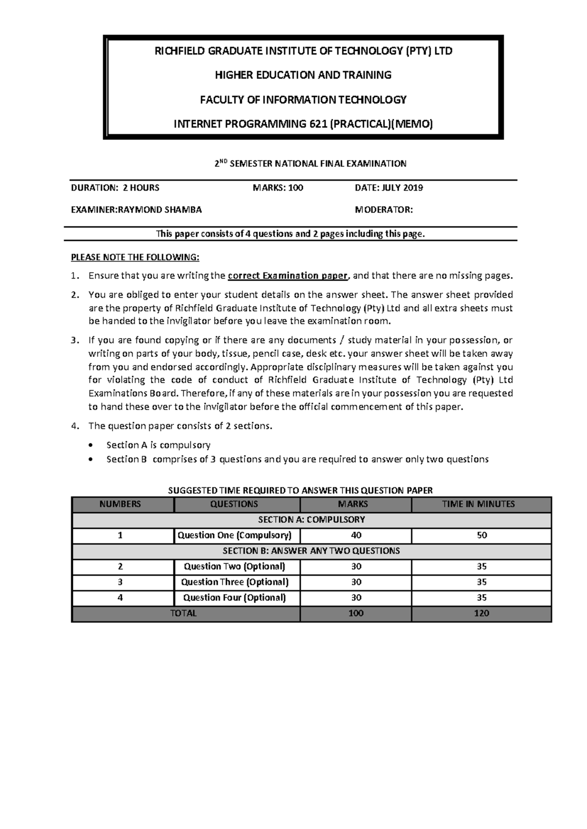 IP 621 (Memo) - internet programming 621 for IT mcqs for exam practice ...