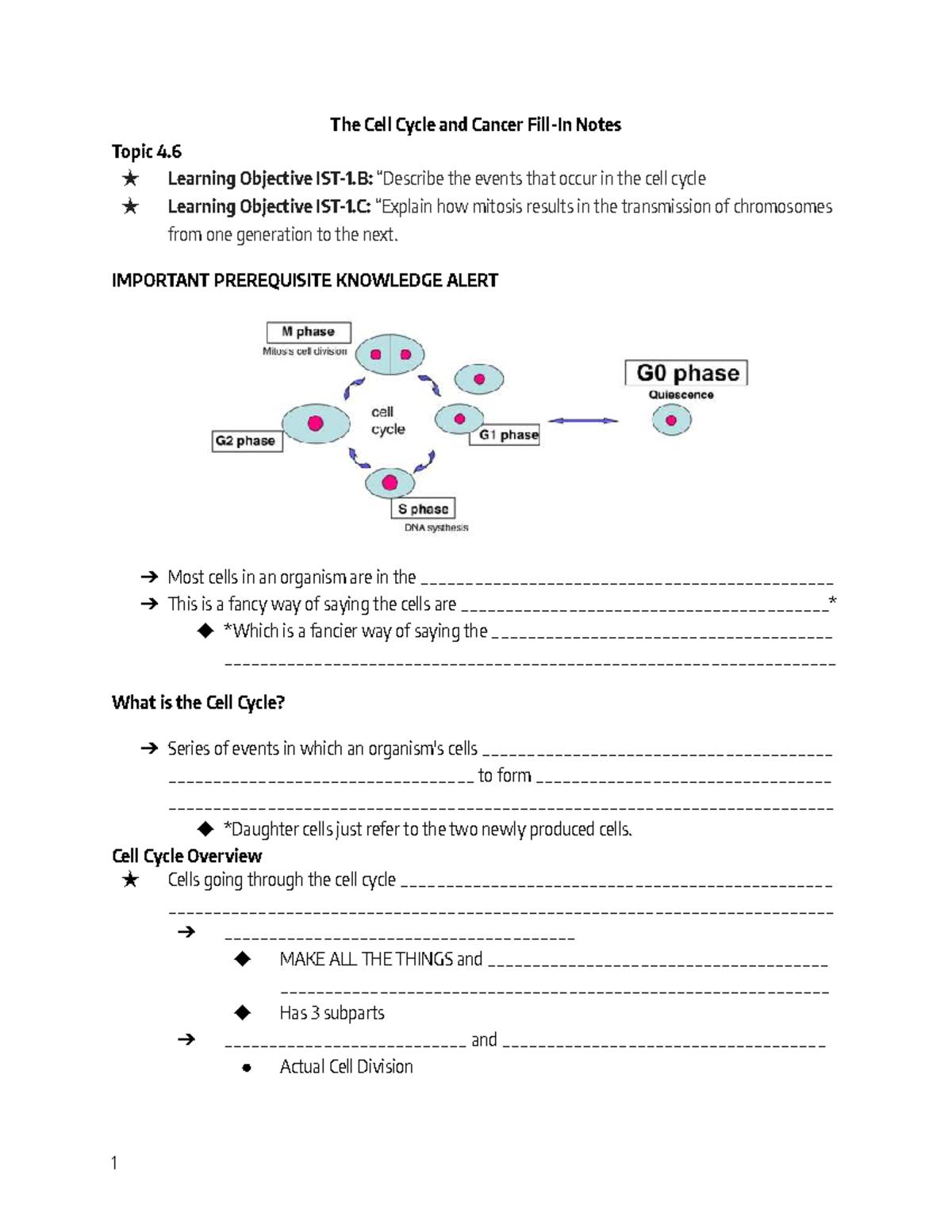 The Cell Cycle and Cancer Notes (Topic 4.6 & 4.7) - Studocu