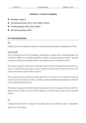 ACCT7101 - Lecture 3 - Lecture Exercise (Solutions) - Lecture 3: Accrual Accounting Exercise 1 ...