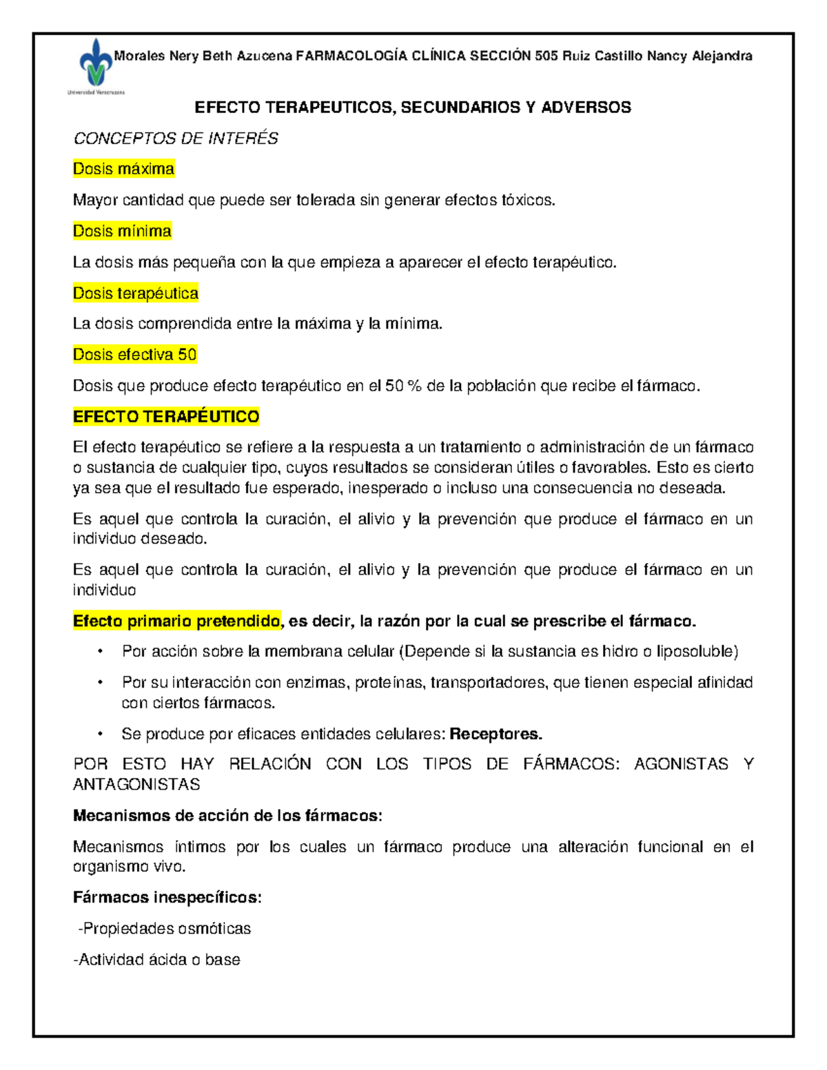 2.4 Efectos terapéuticos,secundarios y adversos de los fármacos ...