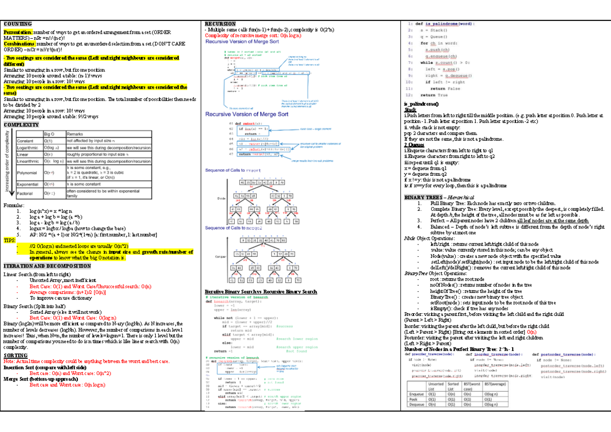 CT Final Notes: Permutations, Combinations, and Complexity Analysis ...