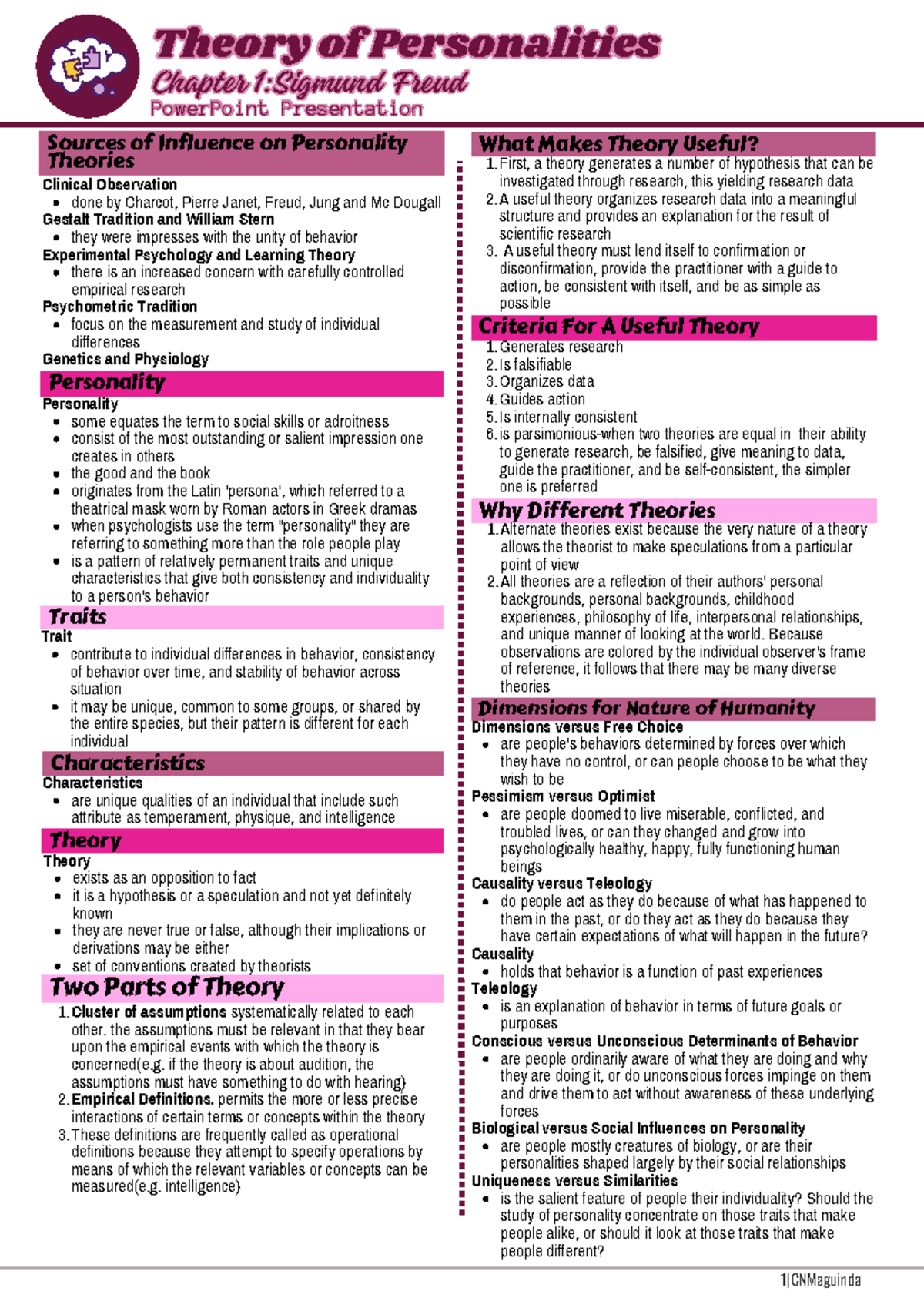 [Prelim] THEO 03 - Theories of Personality: Influences & Key Concepts ...