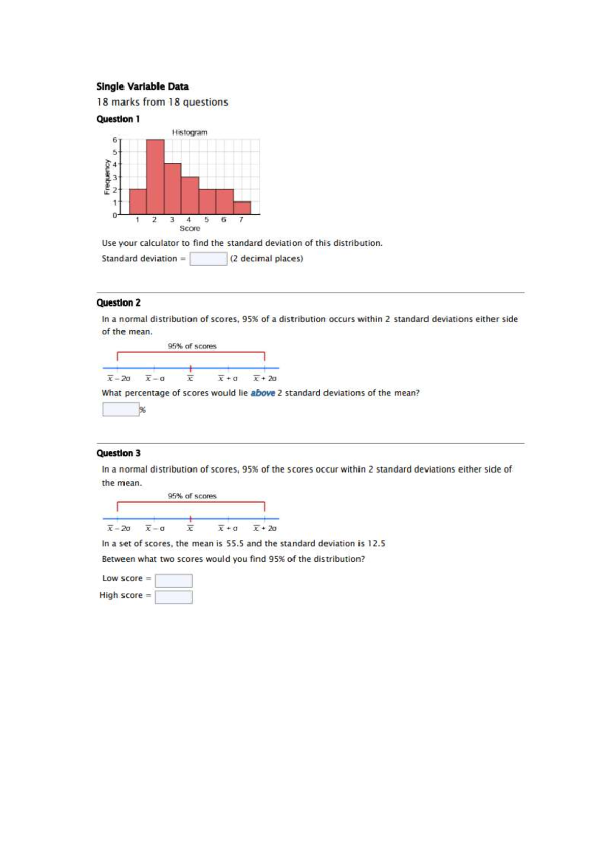 Hotmaths Data Quiz: Single Variable Statistics Analysis - Studocu