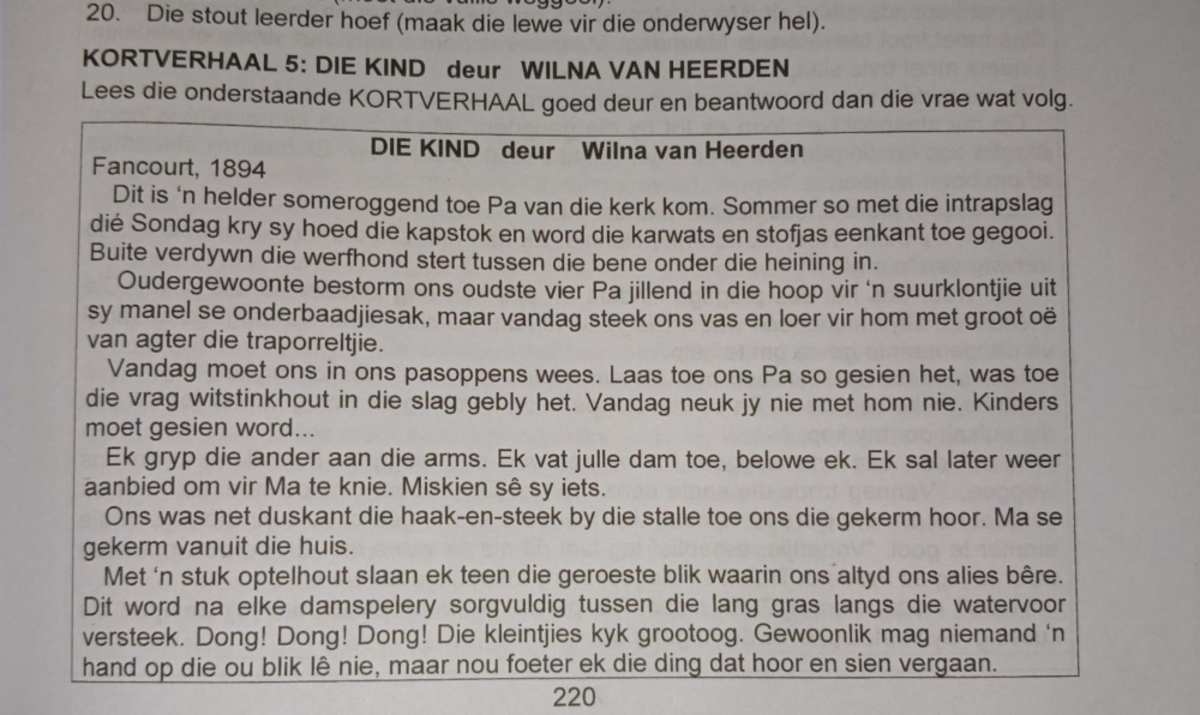 DIE KIND - Wilna van Heerden: 'n Ondersoek na Emosies en Verlies - Studocu