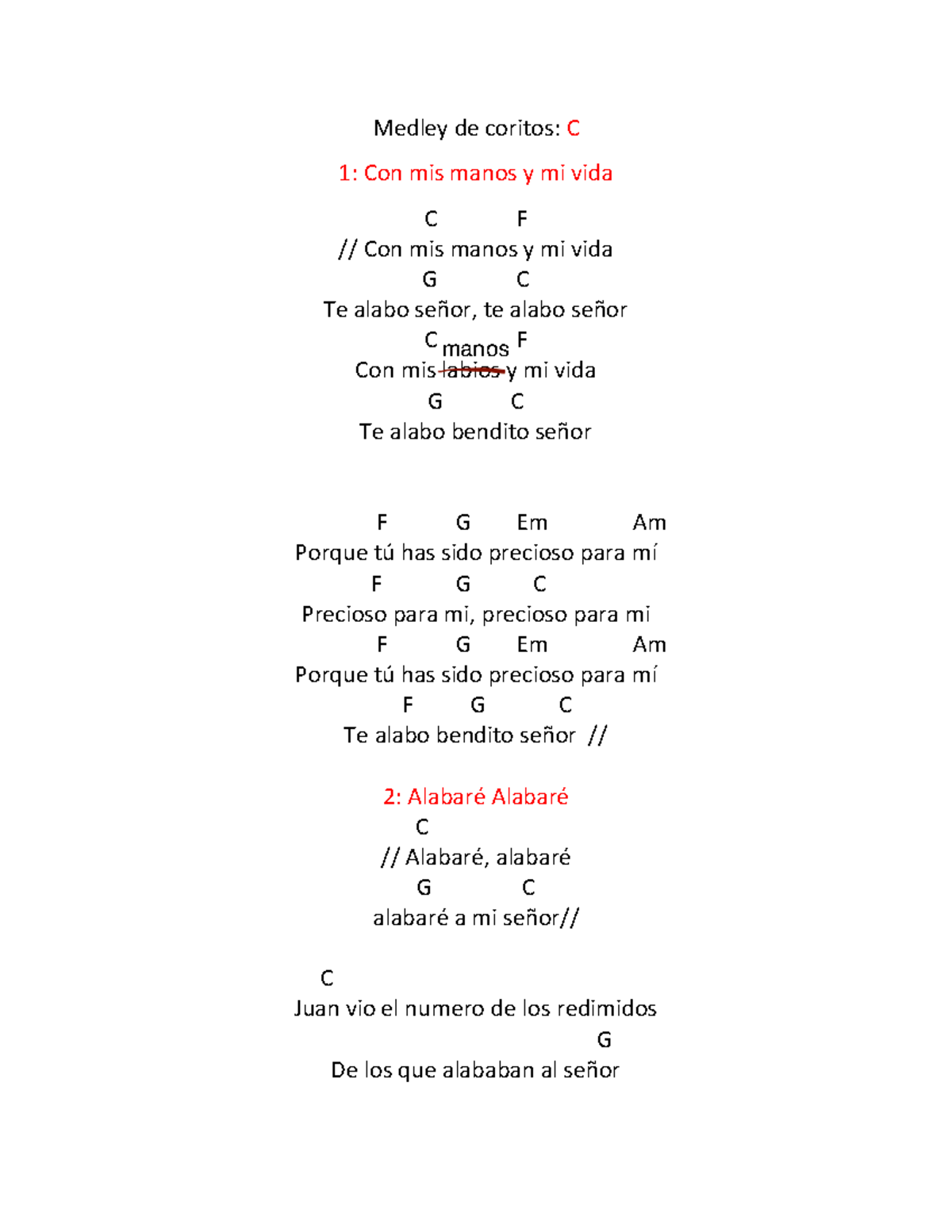 Medley de Coritos: Notas Musicales y Letras (28 Abril) - Studocu