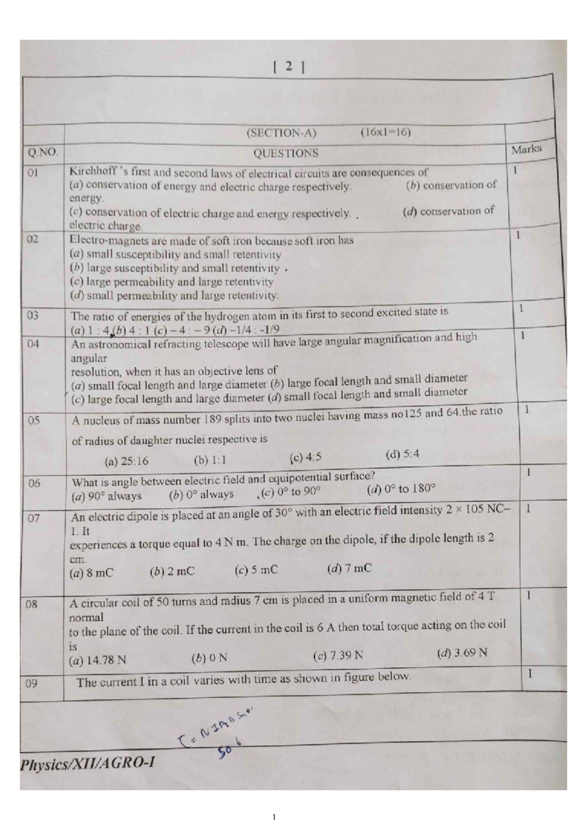 KV 1st Preboard 25-26: Sample Paper for Physics Practice - Studocu