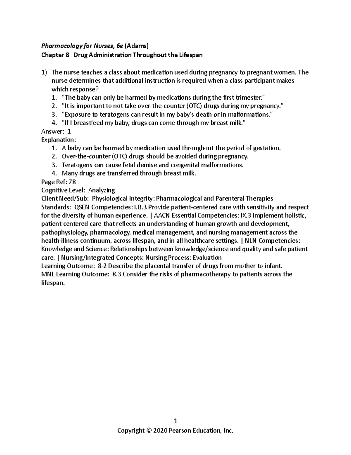 Adams 6e Tif Ch08 - Pharmacology Exam Practice Materials for Nurses ...