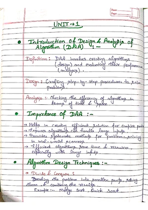 KCS-503: Design and Analysis of Algorithms Syllabus Overview - Studocu
