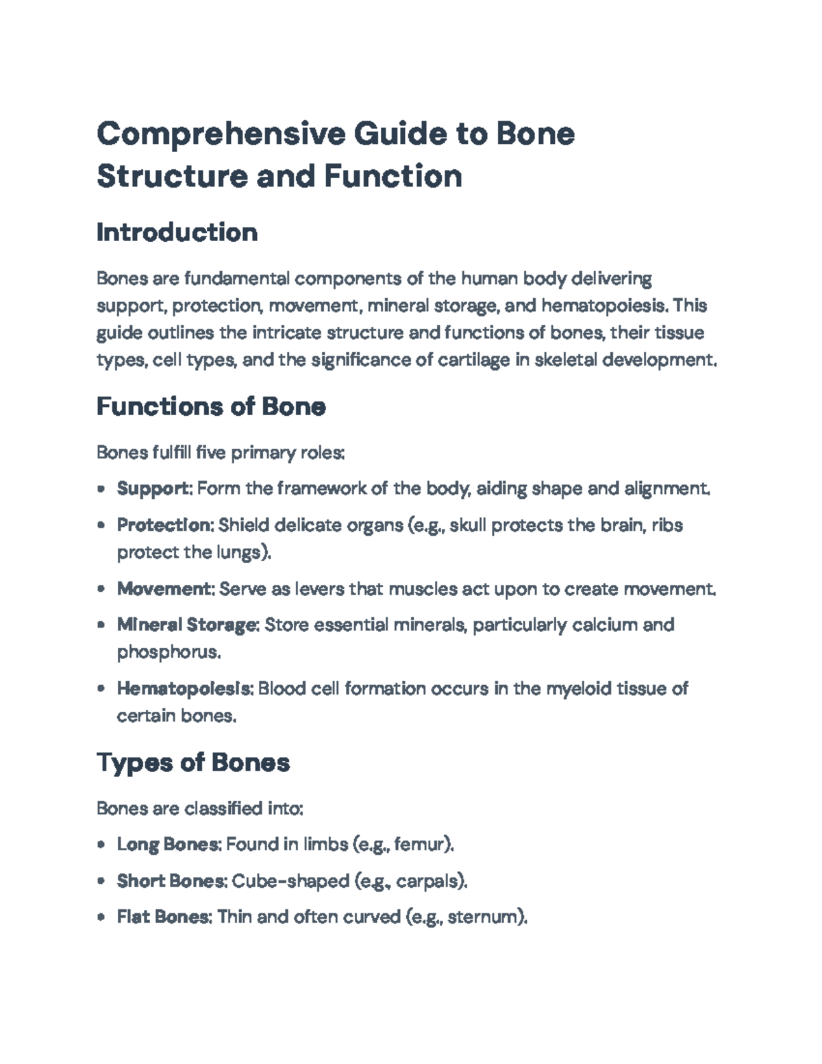 Comprehensive Guide to Bone Structure & Functions (ANAT 101) - Studocu