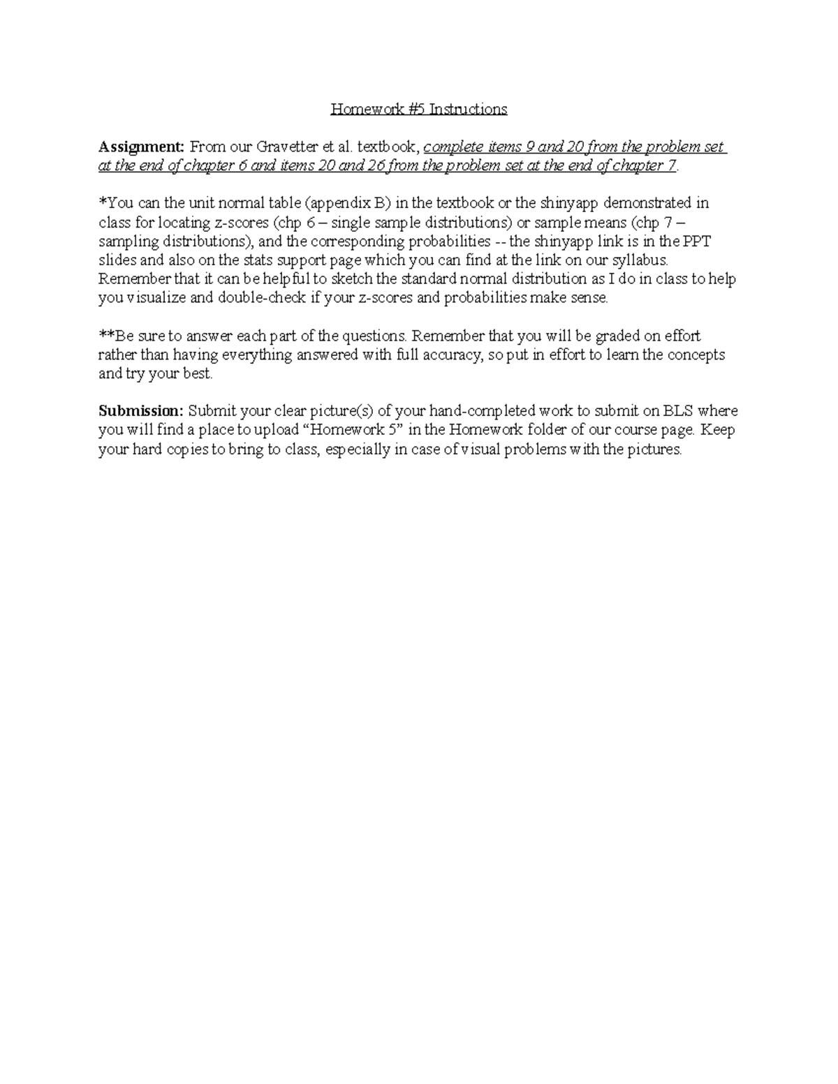 HW 5 - homework 5 - Homework #5 Instructions Assignment: From our ...
