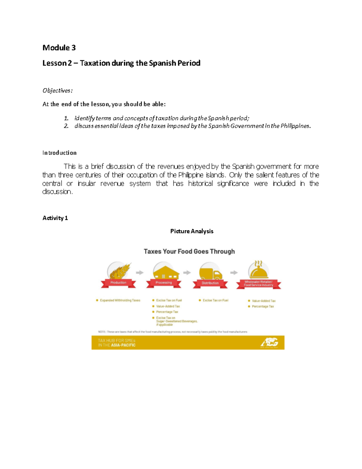 RPH Pre-Final - Module 3: Lesson 2 on Taxation in Spanish Period - Studocu