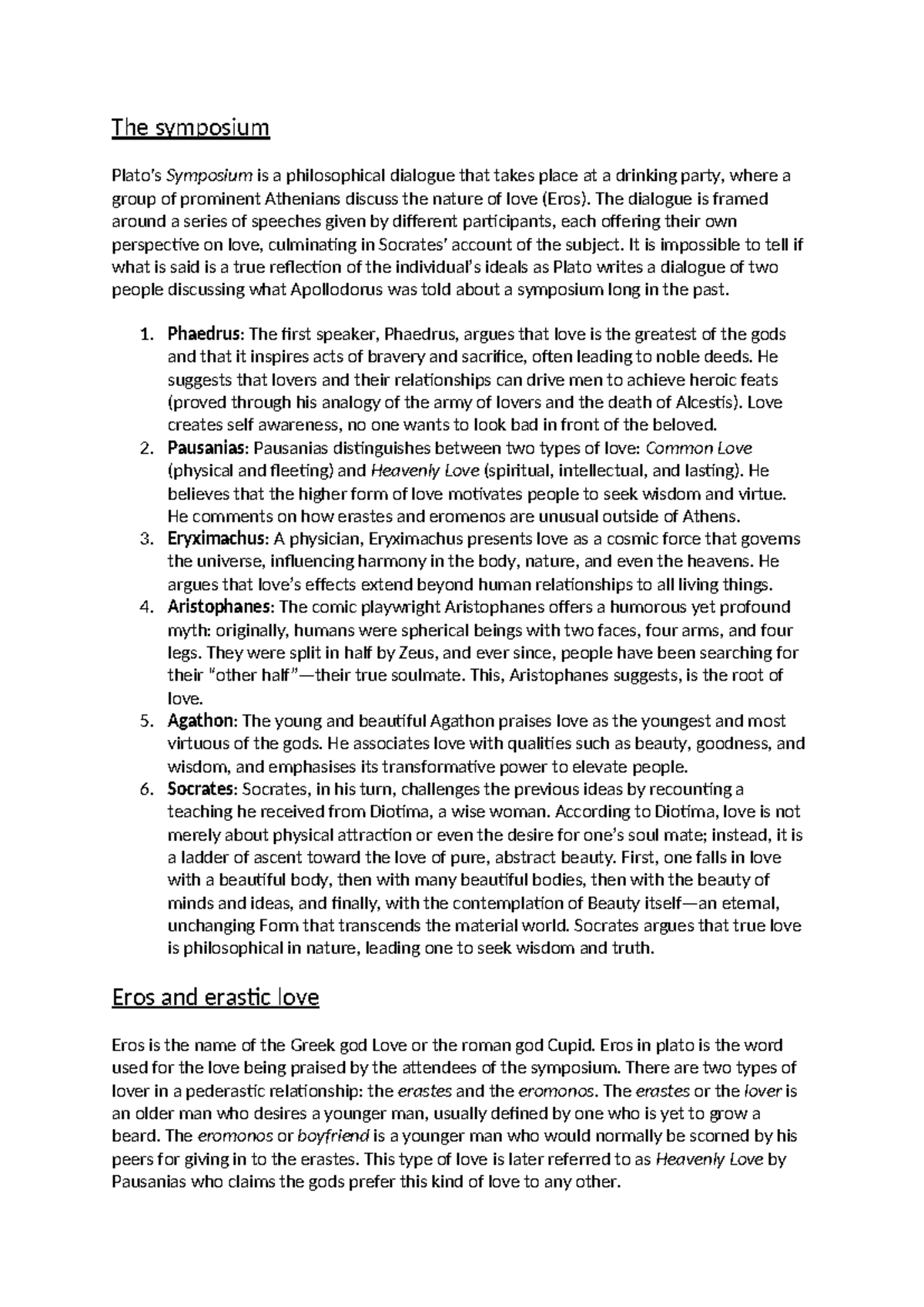 Plato's Symposium: Exploring the Nature of Love (PHIL 101) - Studocu