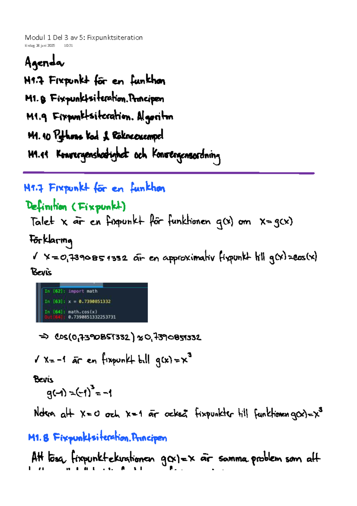 Module 1 Part 3 of 5: Fixpoints Iteration Overview and Applications - SF1514 - Modul 1 Del 3 av ...