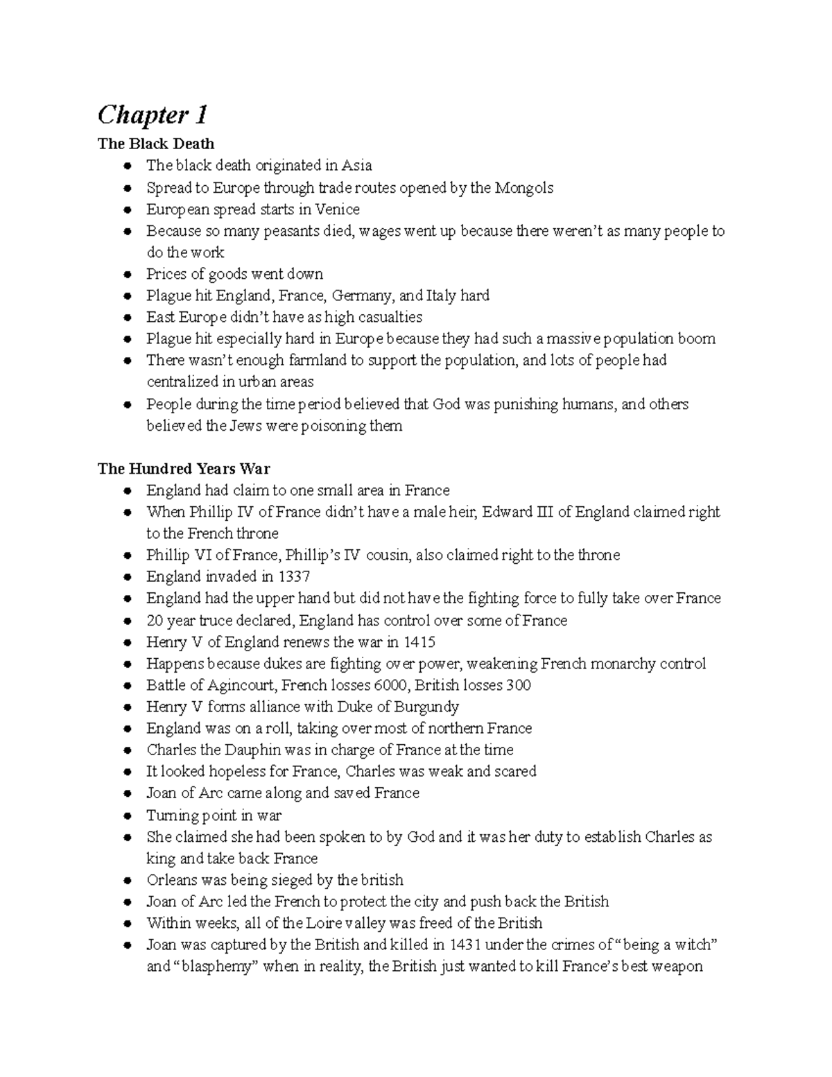 AP Euro Notes: Chapter 1 - The Black Death & Chapter 2 - Renaissance ...