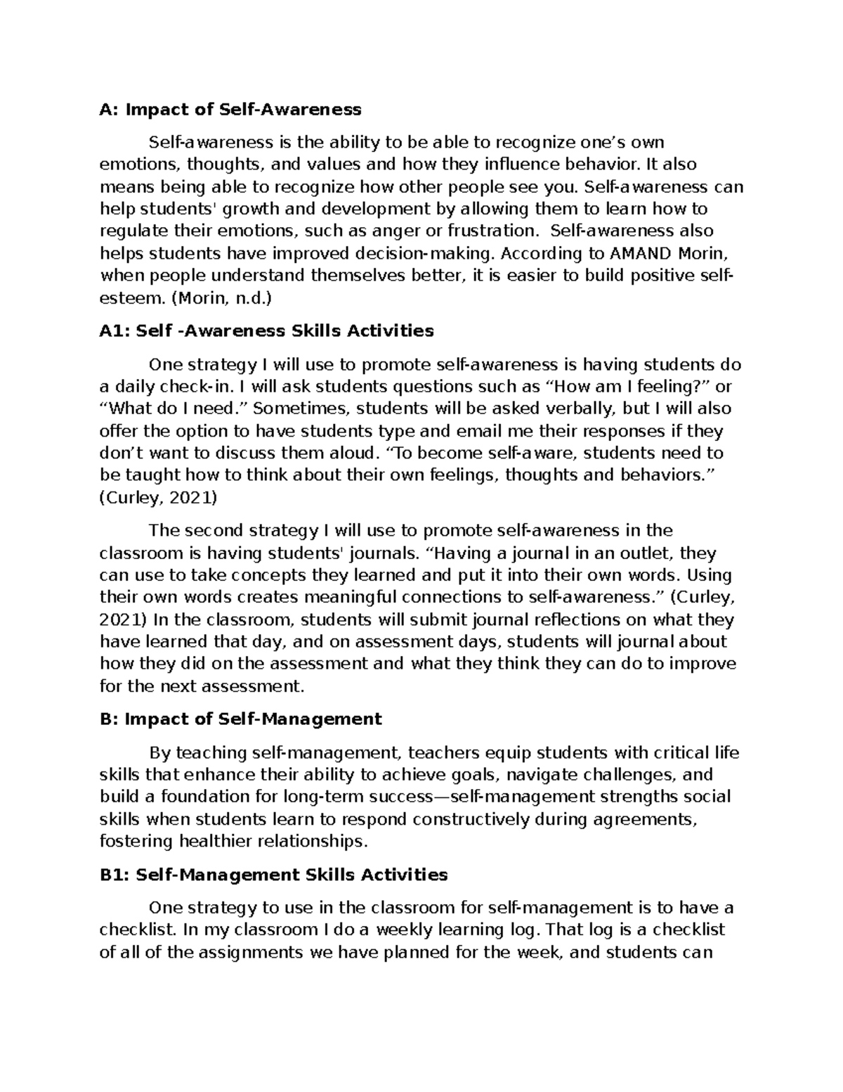 D186 - Task 4: Enhancing Emotional and Social Skills in the Classroom ...