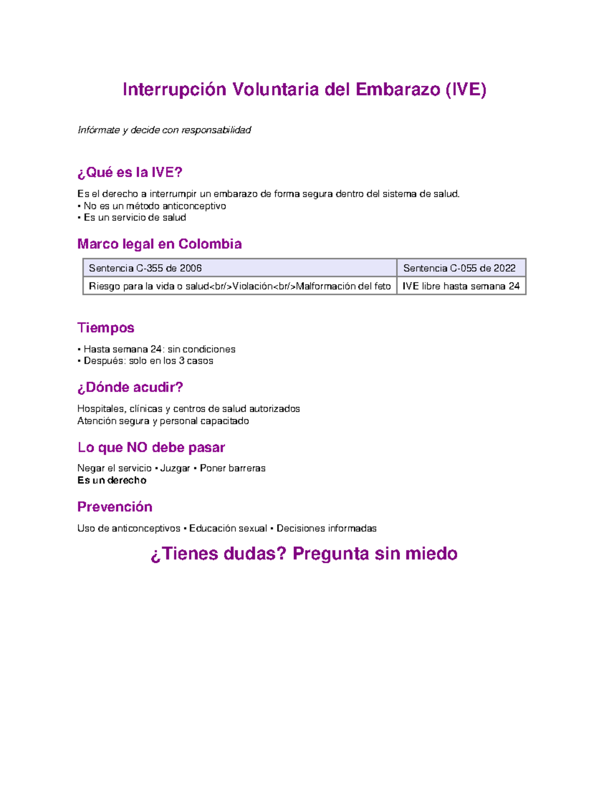 Infografía sobre la Interrupción Voluntaria del Embarazo (IVE) - Studocu