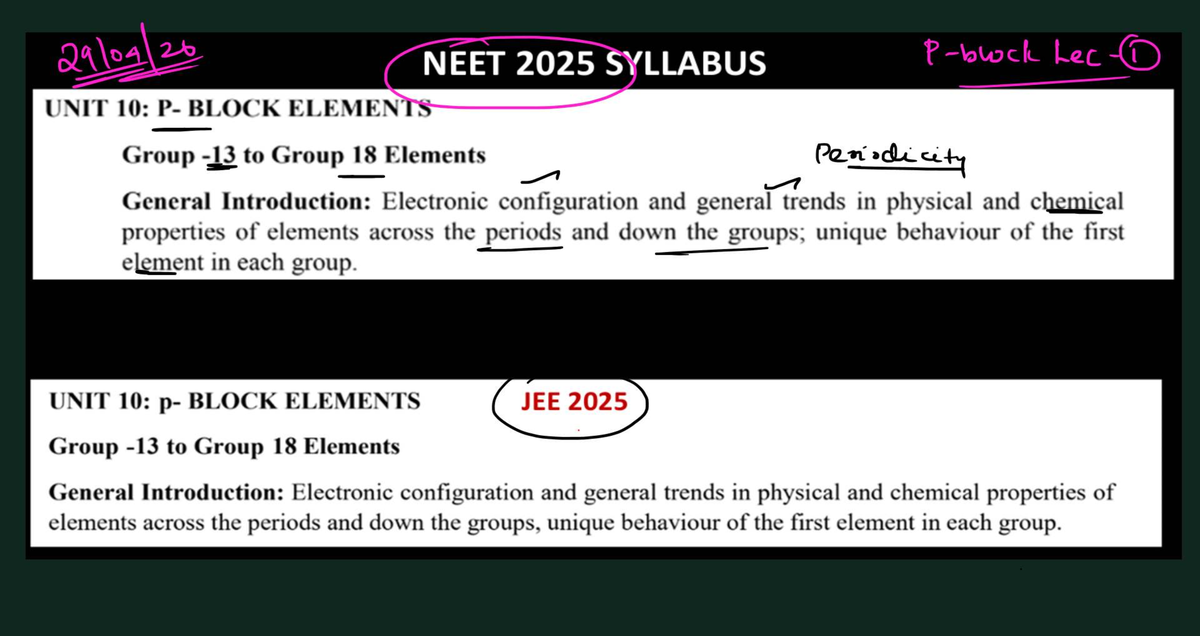P Block Elements: Group 18 Overview & Properties (JEE Adv) - Studocu
