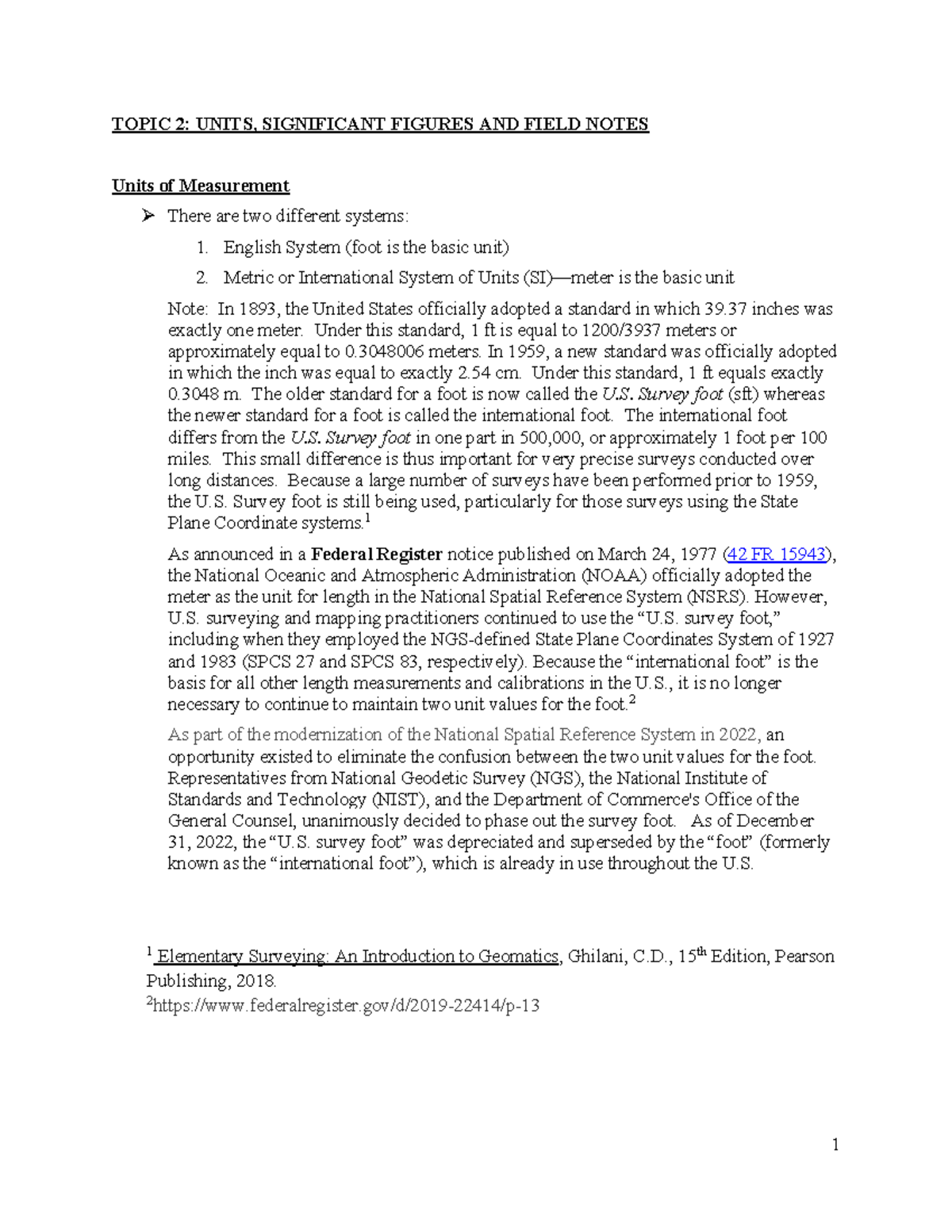 Surveying 101: Units, Significant Figures & Field Notes - Studocu