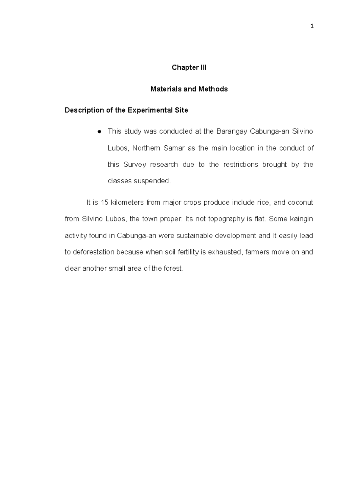 Chapter 3 - None - Chapter III Materials and Methods Description of the ...