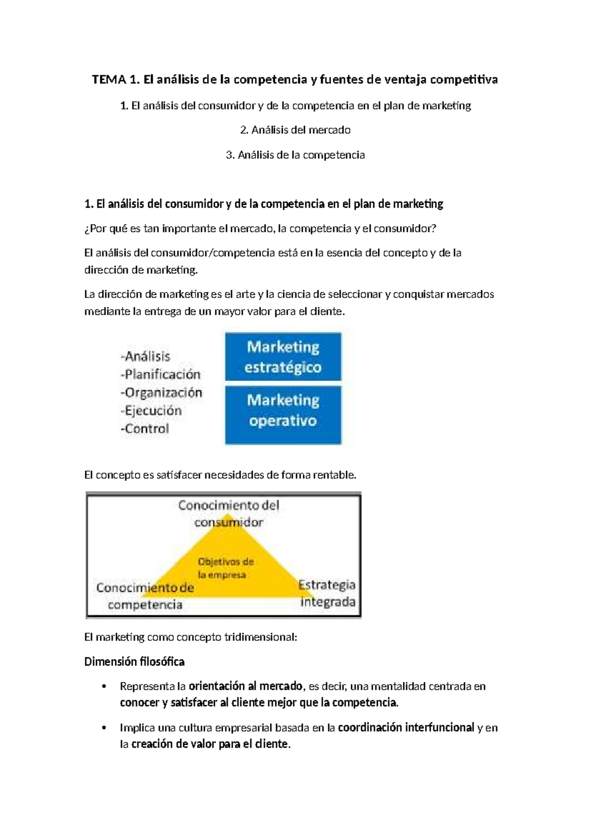 Apuntes TEMA 1: Análisis de Competencia y Ventajas en Marketing - Studocu