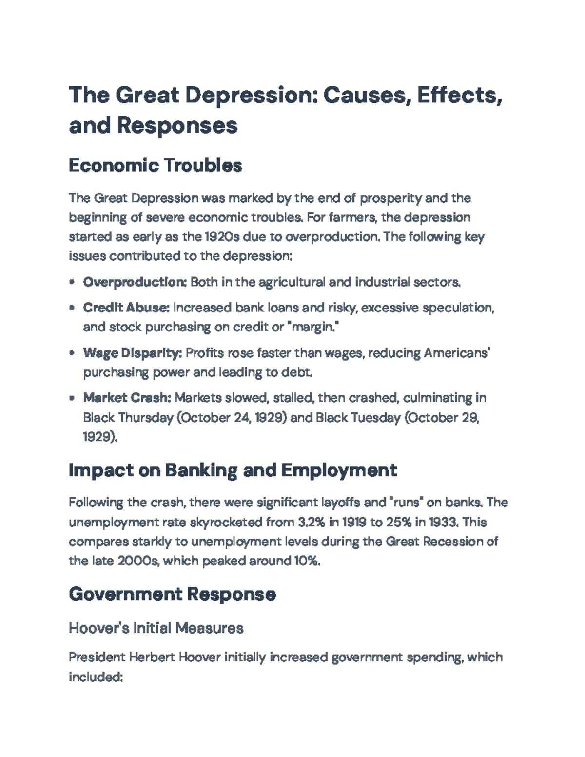 The Great Depression: Economic Impact & New Deal Responses (HIST101 ...