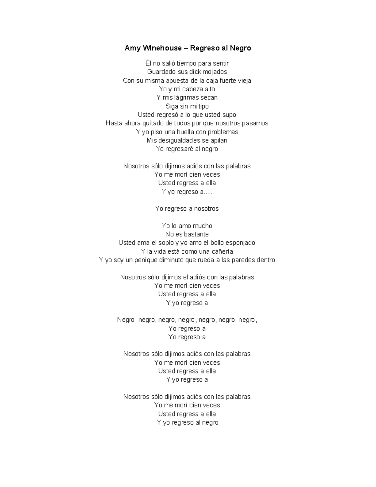 Análisis de las Canciones "Back to Black" de Amy Winehouse y su ...