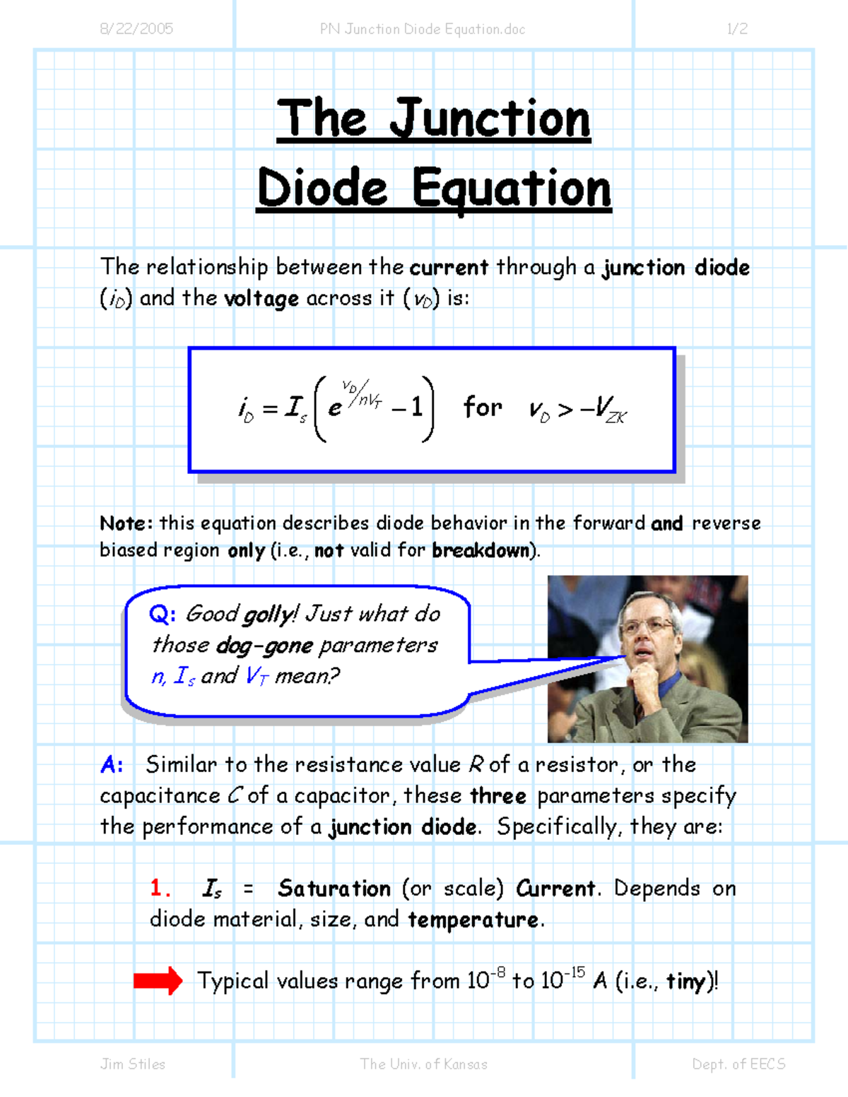 PNJ Diode Equation Overview - EECS 101 Lecture Notes - Studocu