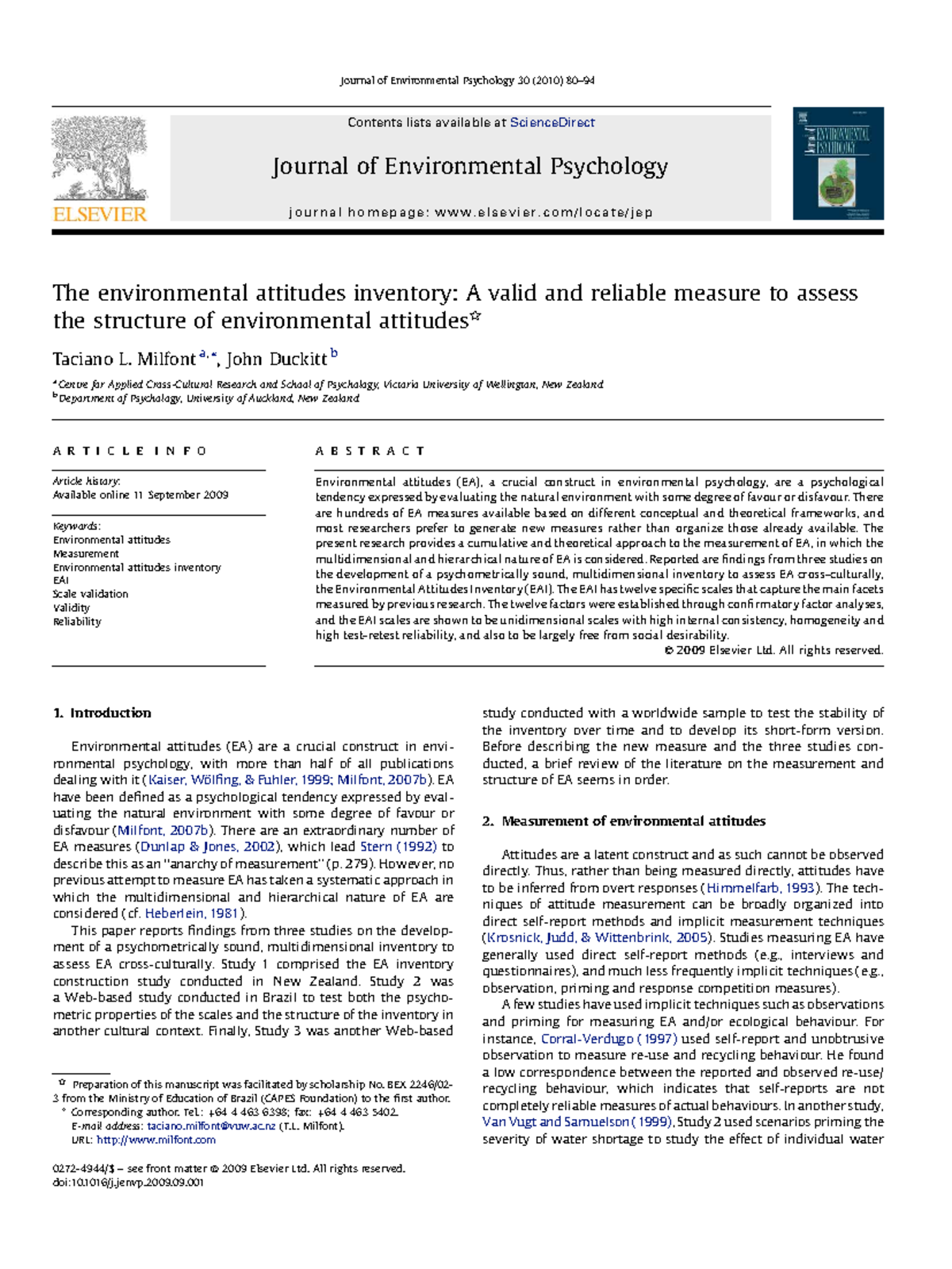 Environmental Attitudes Inventory: Validity and Reliability Analysis ...