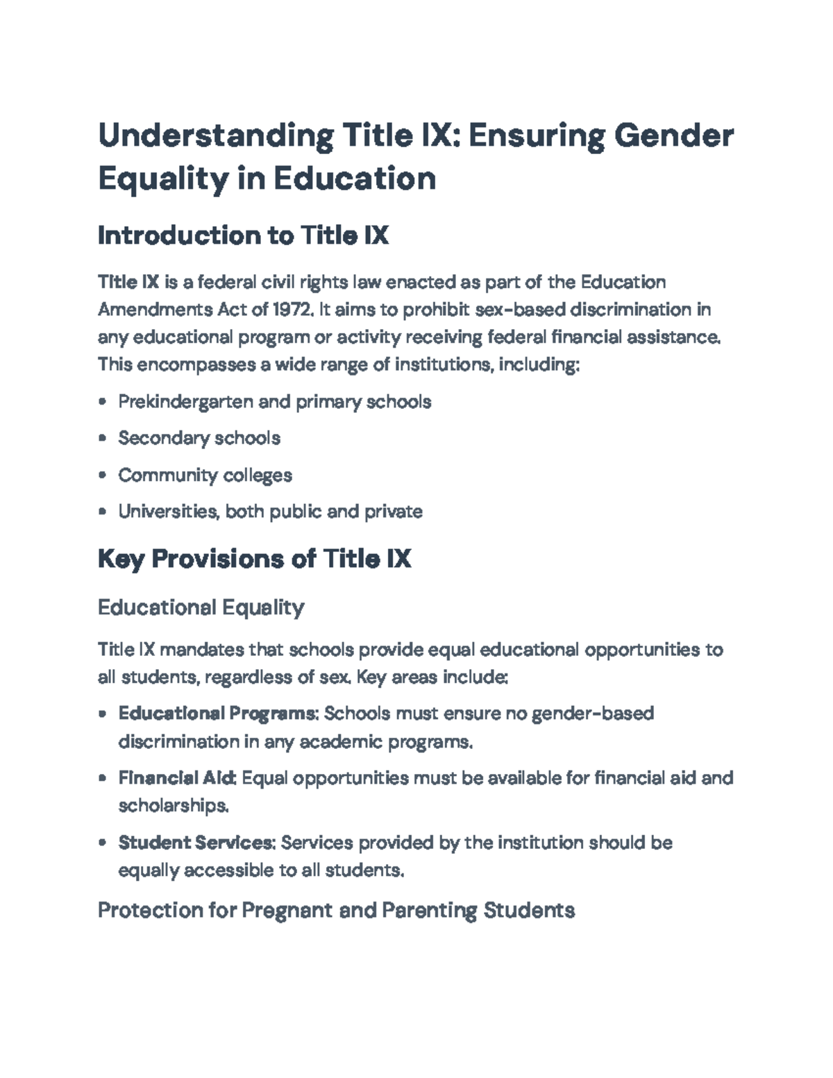 Title IX: Promoting Gender Equality in Education and Athletics ...